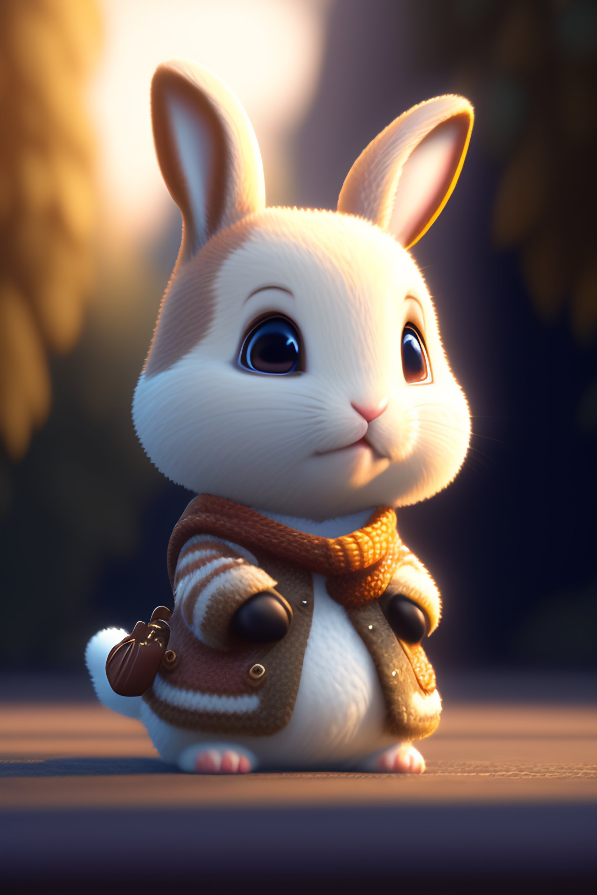 Lexica - Cute adorable little bunny waving and smiling greeting me, unreal engine, cozy interior ...