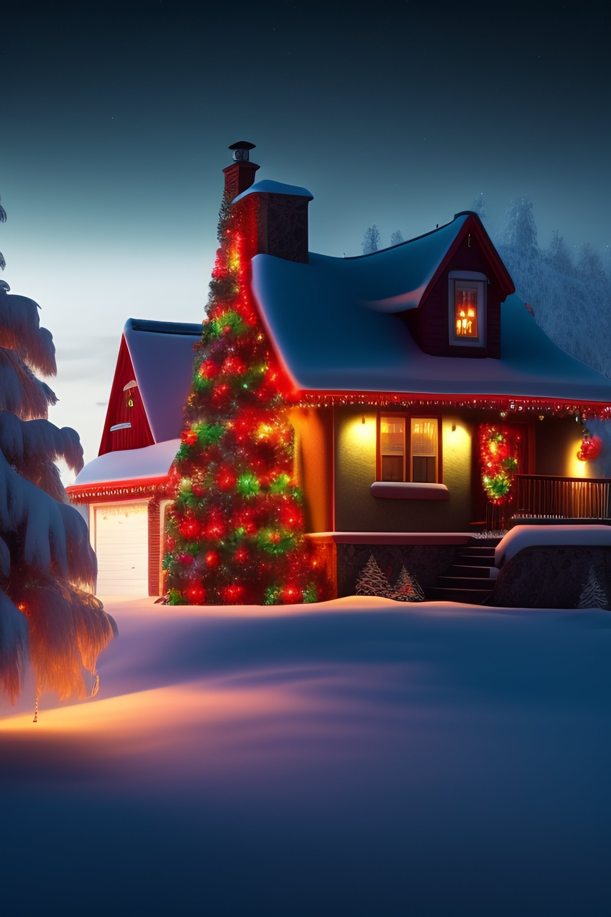 Lexica - City with cristmas view, christmas concept house, cristmas ...