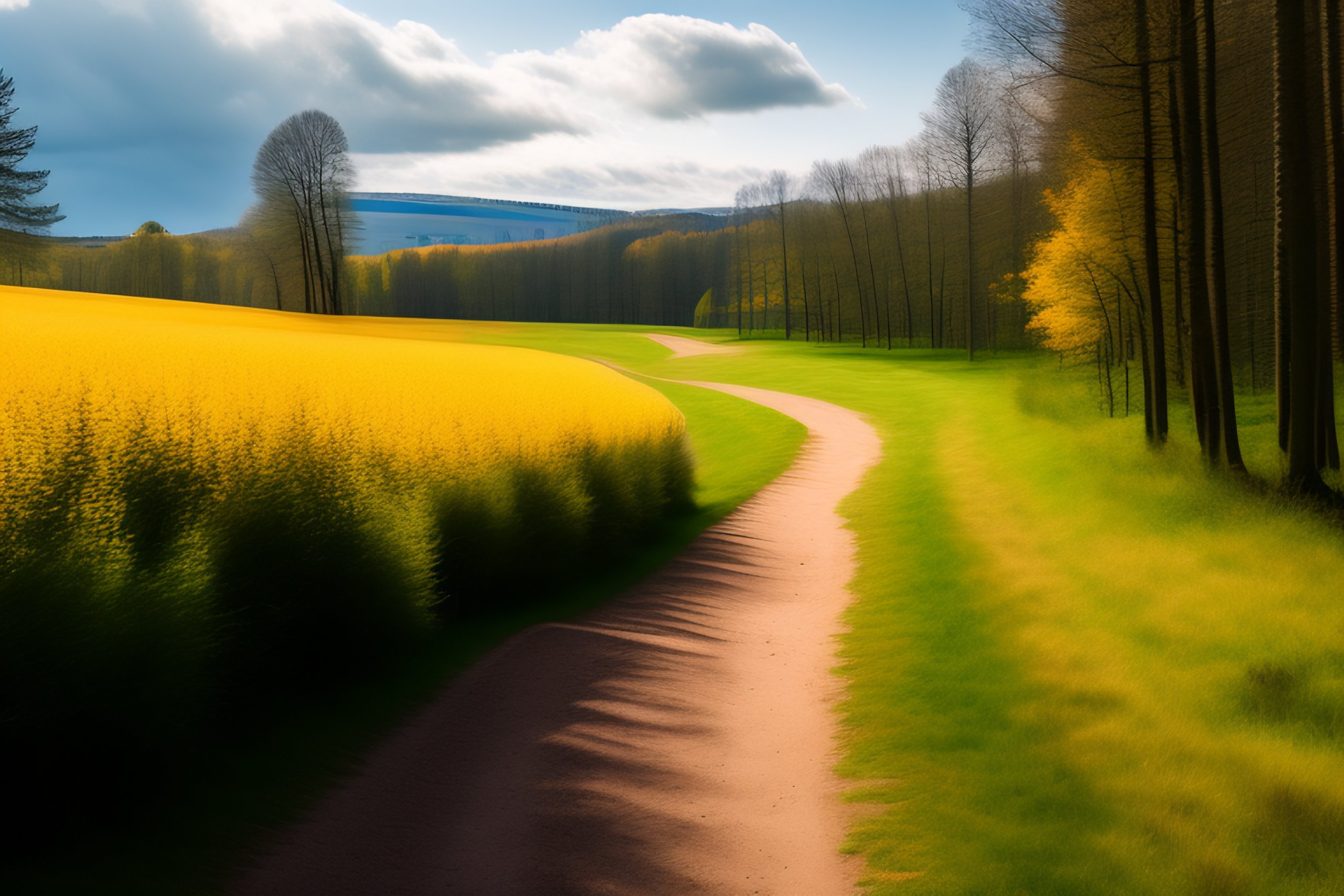 Lexica - Forest path of coarse gravel, to the right of the forest are ...