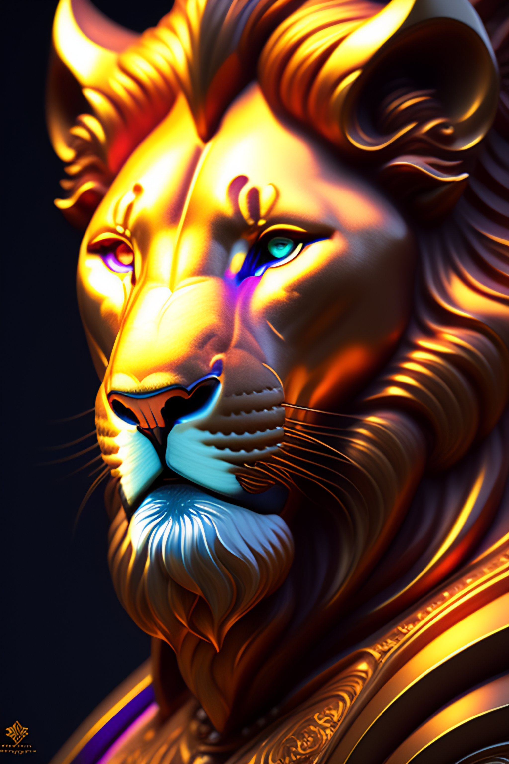 Lexica - Subsurface scattering, lion deity with ivory armor, art ...