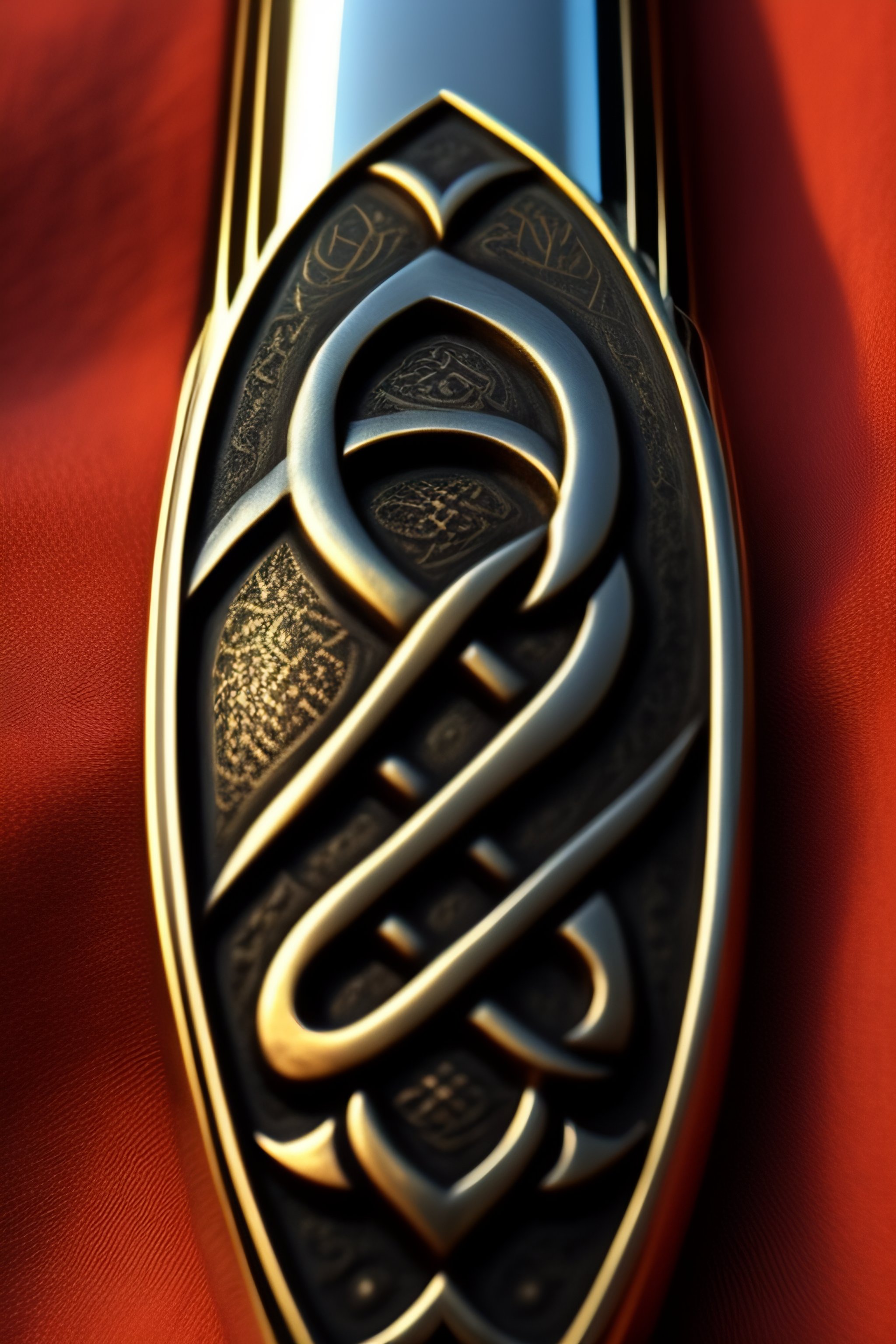 Lexica - Celtic symbols etched in Damascus sword glinting in the ...