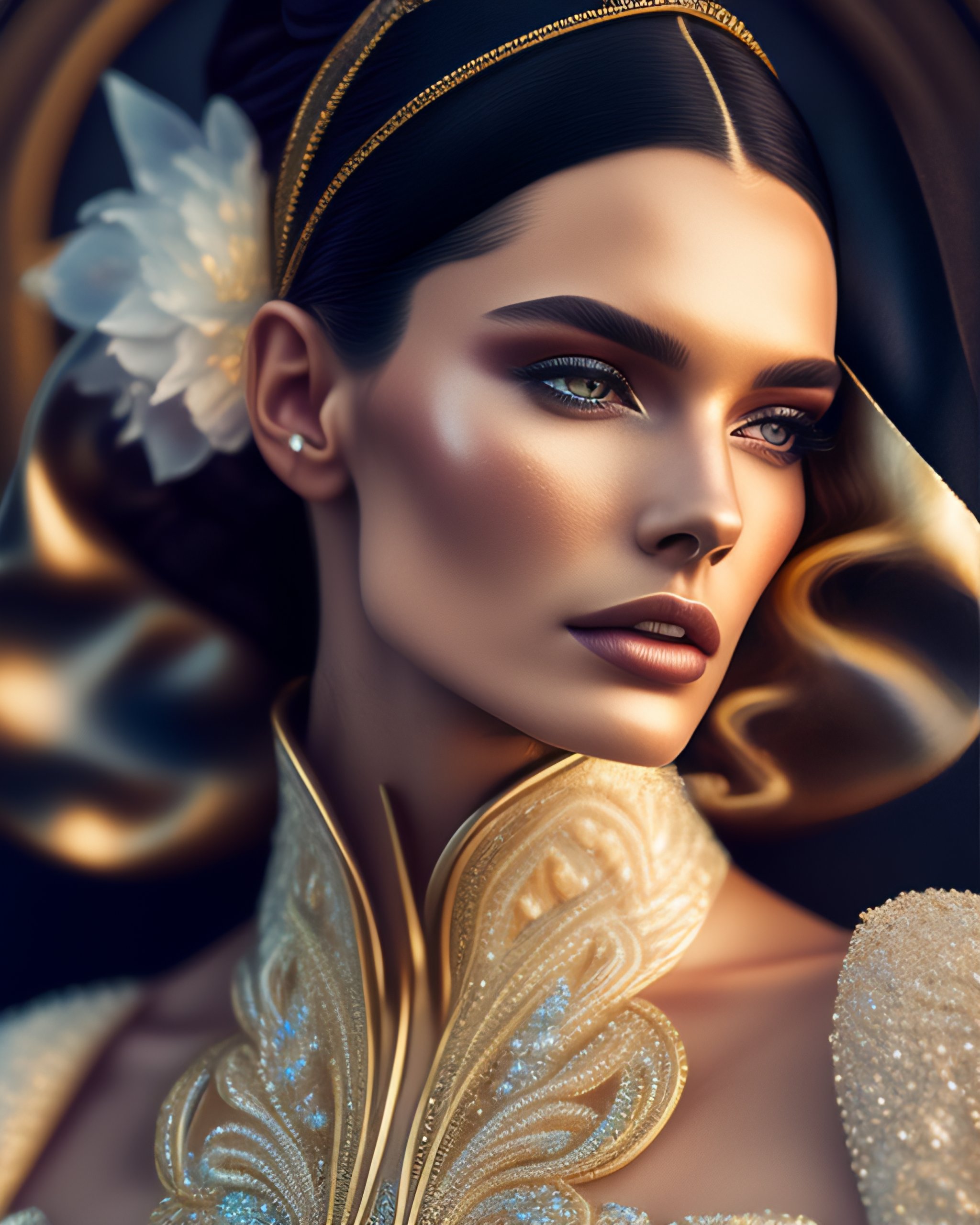 Lexica - Portrait shot of 3/4 Queen Of Ice with alluring pose wearing ...