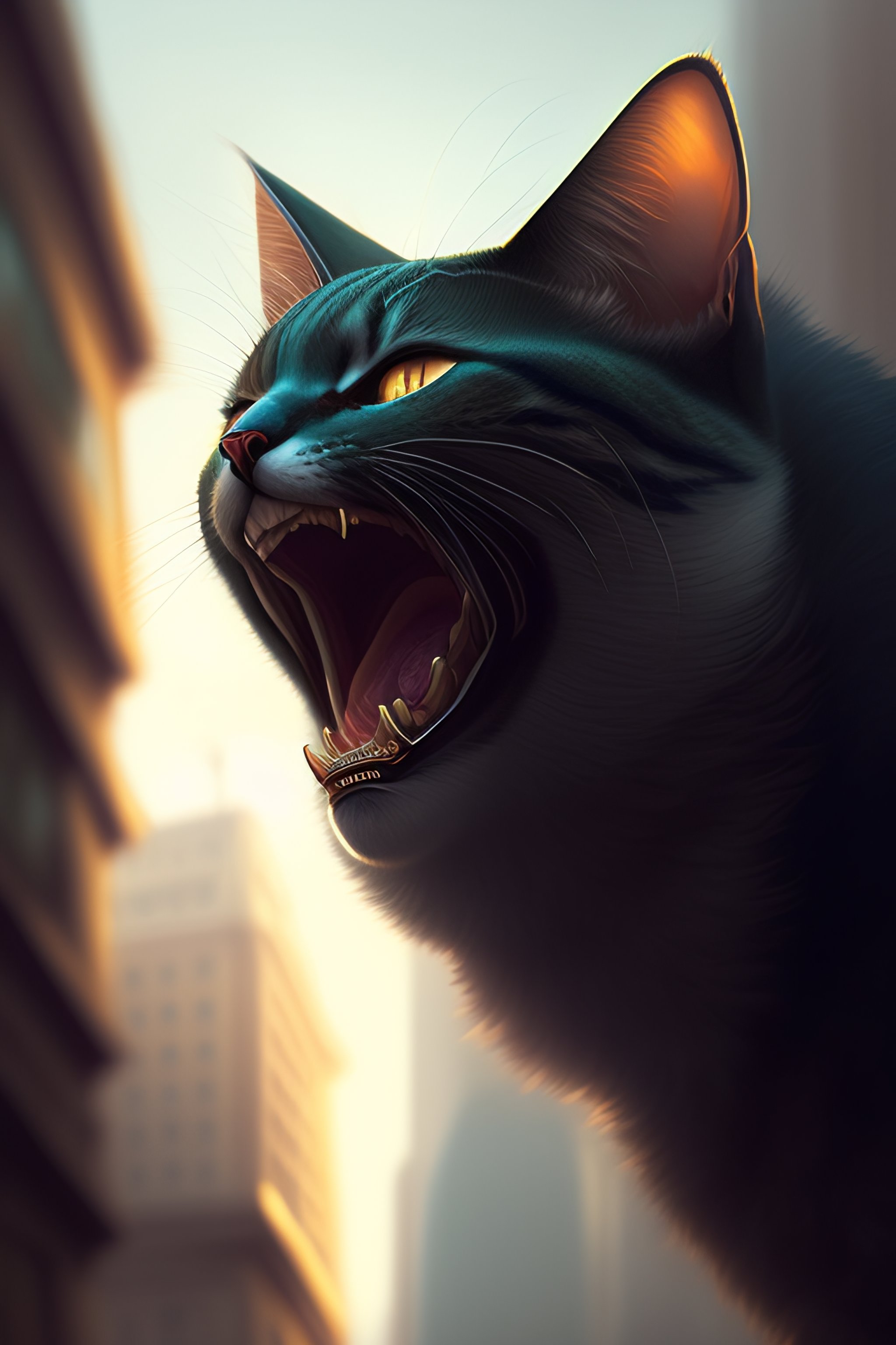 Lexica - A grotesque cat minion shrieking and gnashing its teeth in a ...