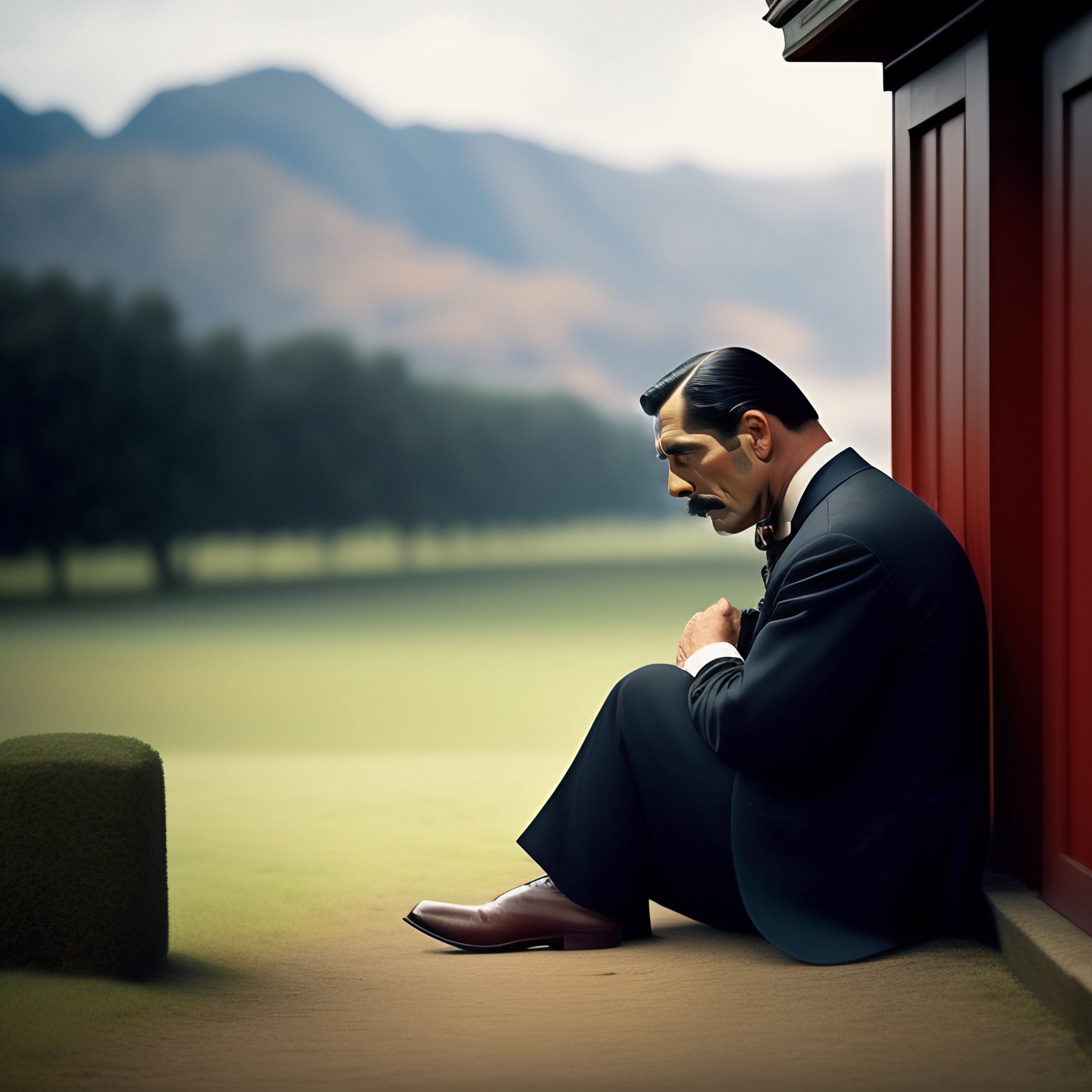 Lexica - A photo of a man begging for his life fallen on his knees, he ...