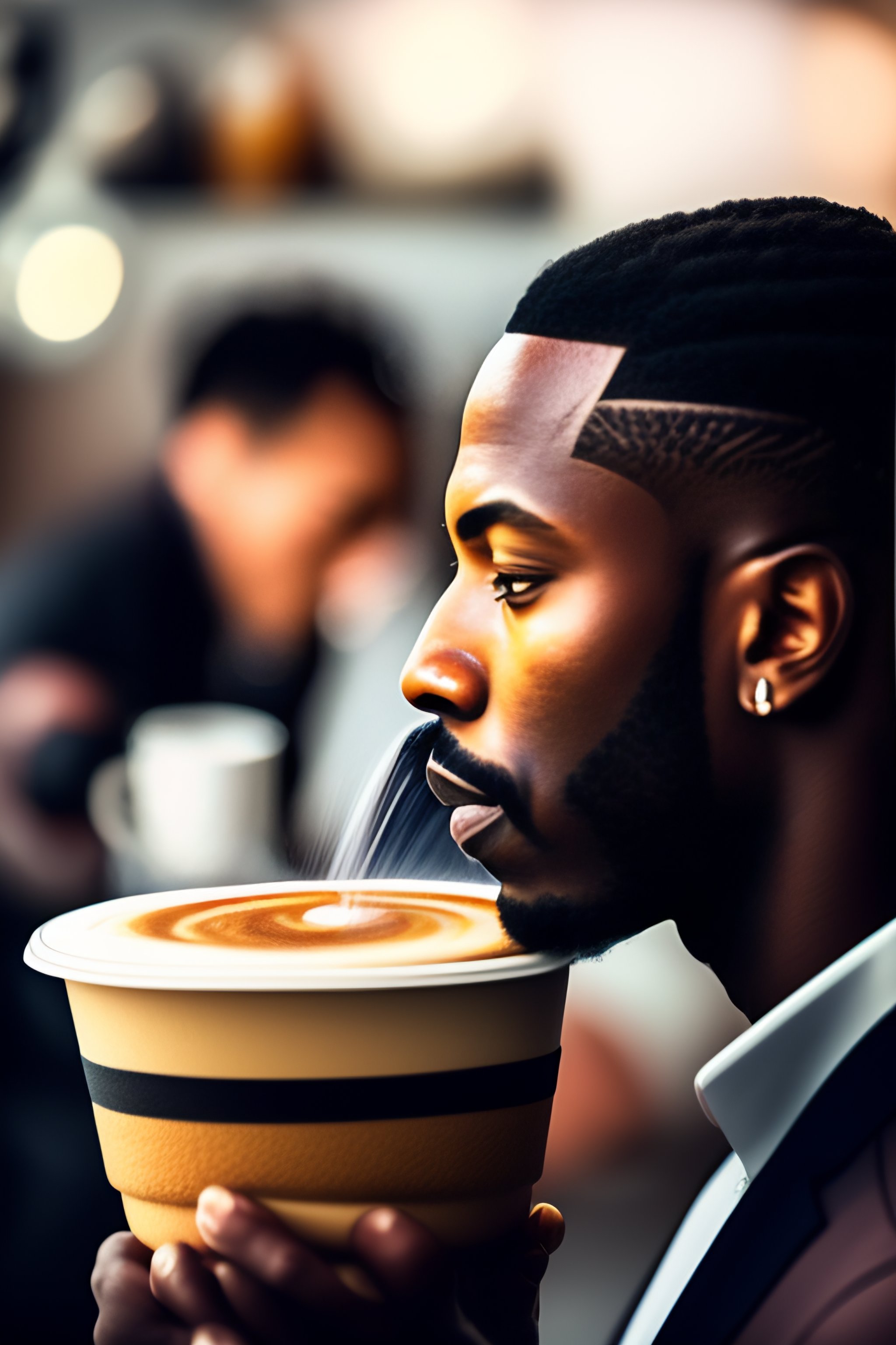 Lexica - Barber pours coffee on customer’s hair