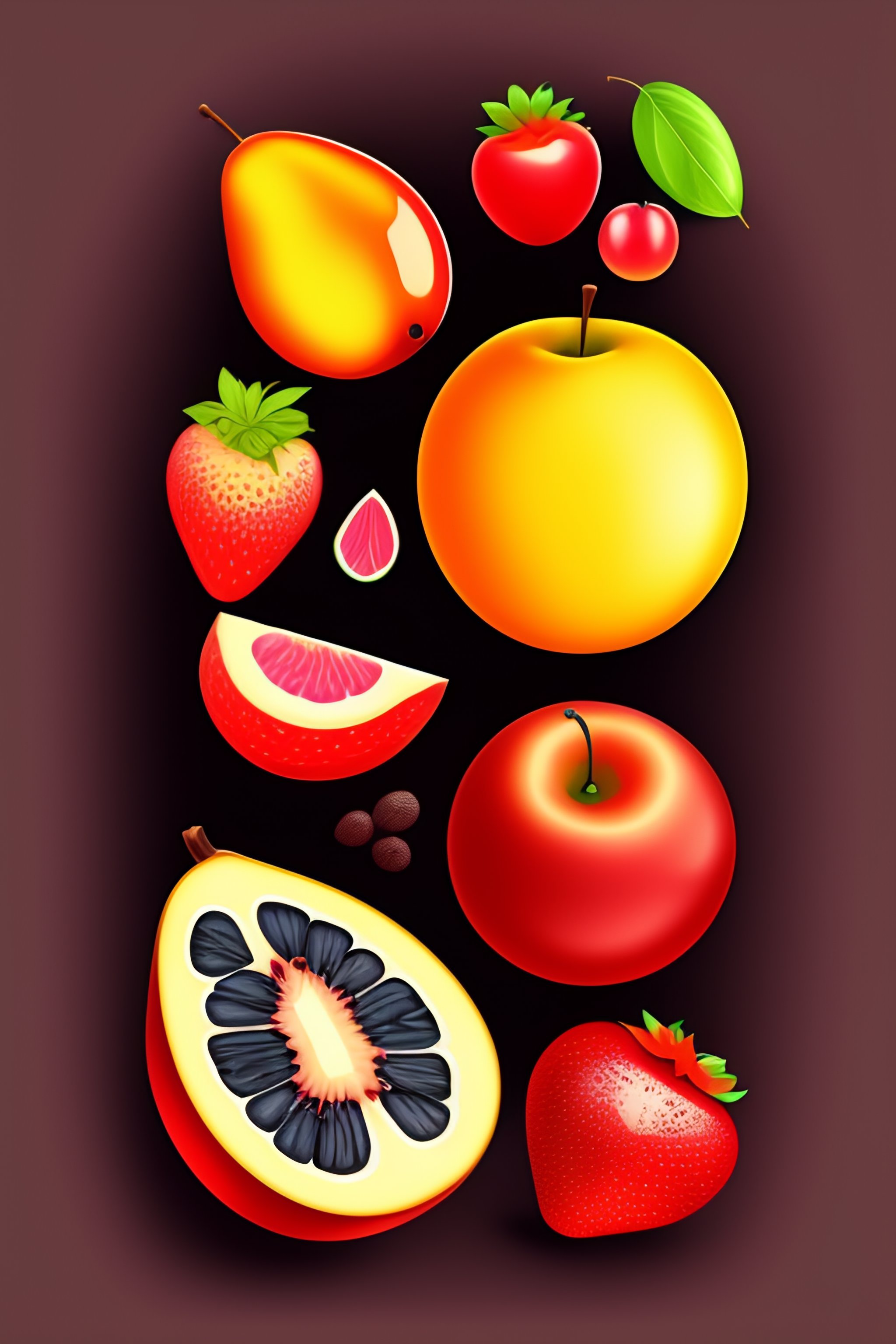 Lexica - Vector drawing of fruits with clean outline and noisy texture