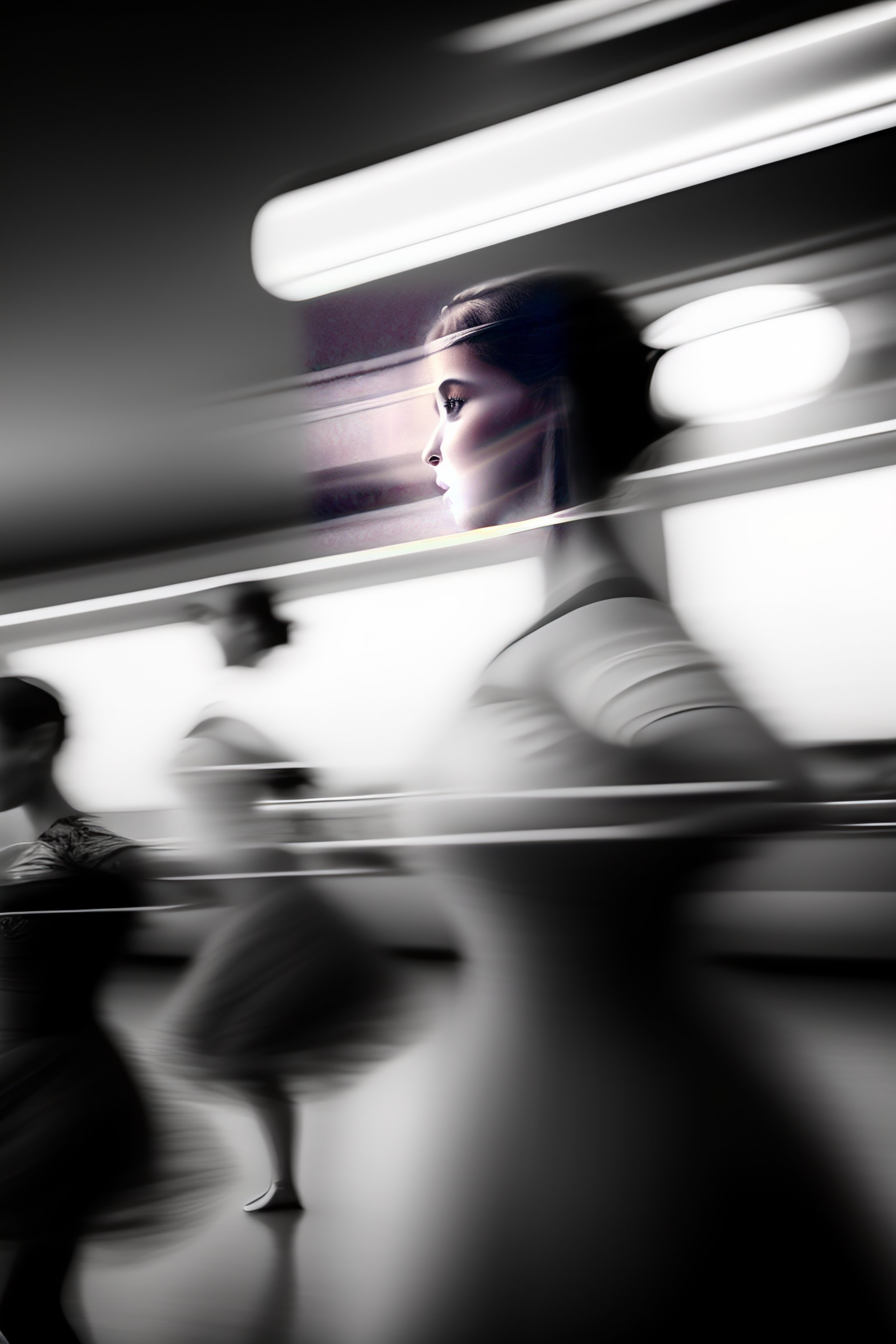 Lexica - GROUP OF BALLERINAS photography, motion blur, dreamy, black ...