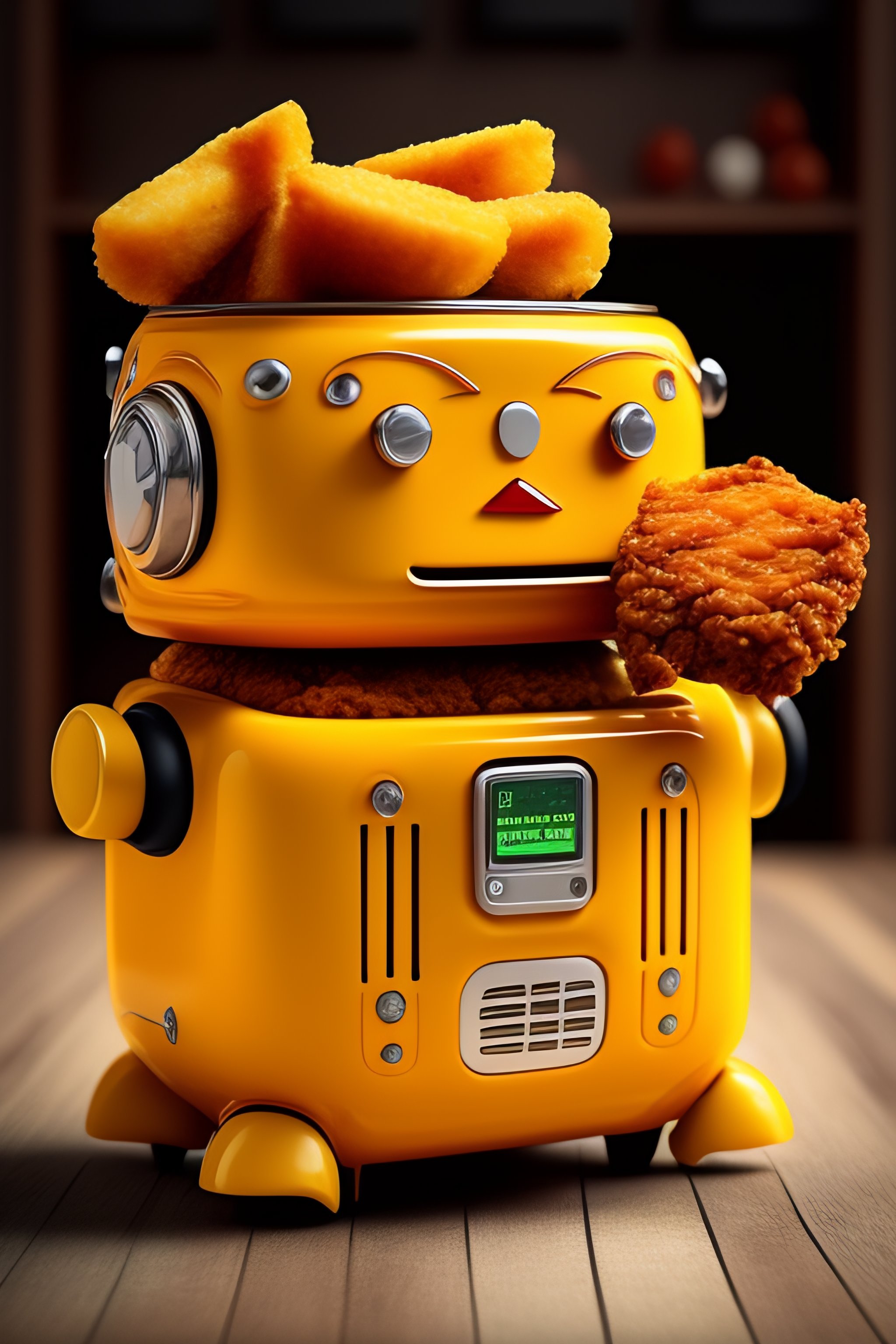 Lexica - Lushill style, robot shaped Fried Chicken