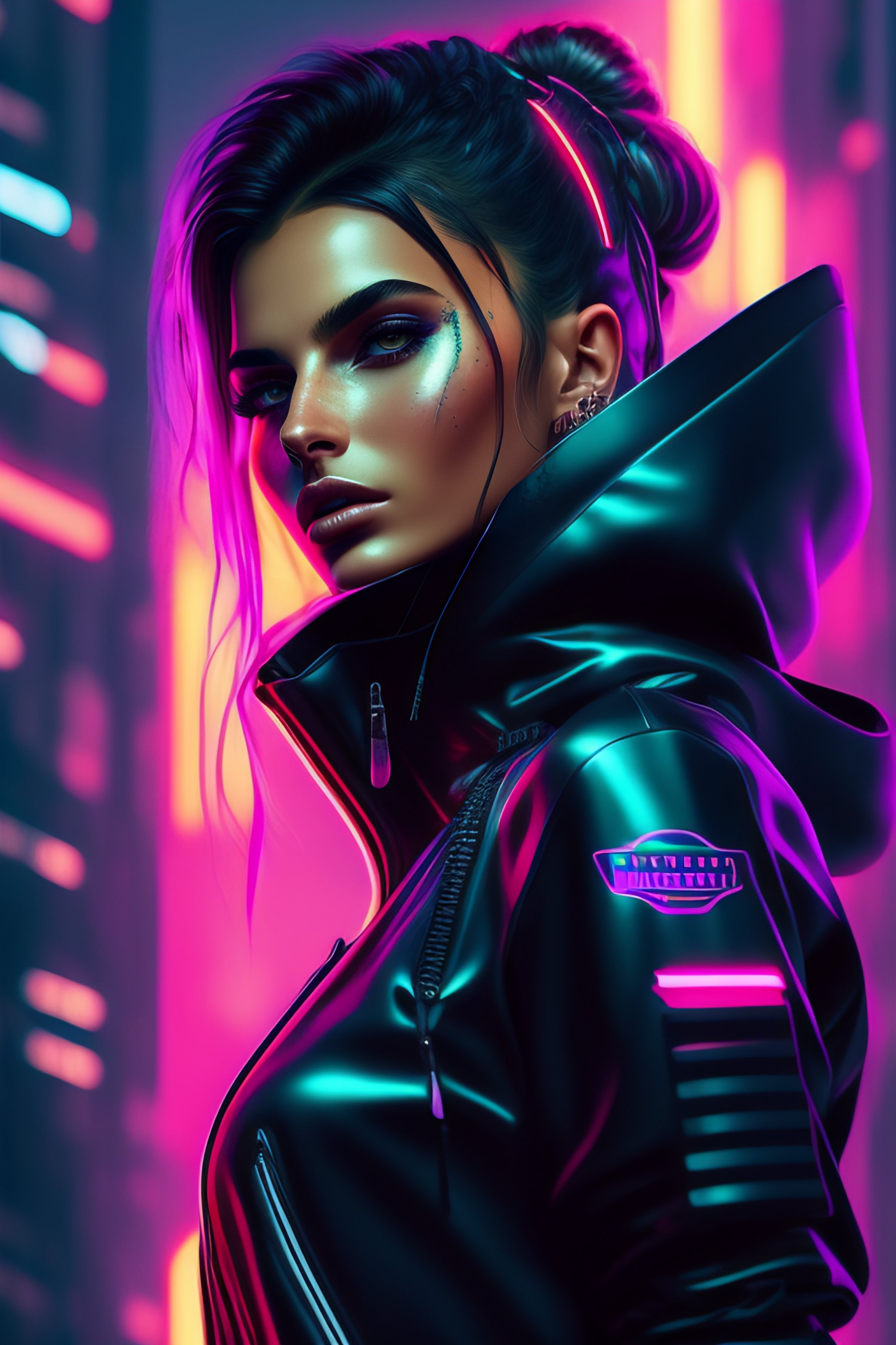 Lexica - Emily ratajkowski, detailed portrait Neon Operator Girl ...