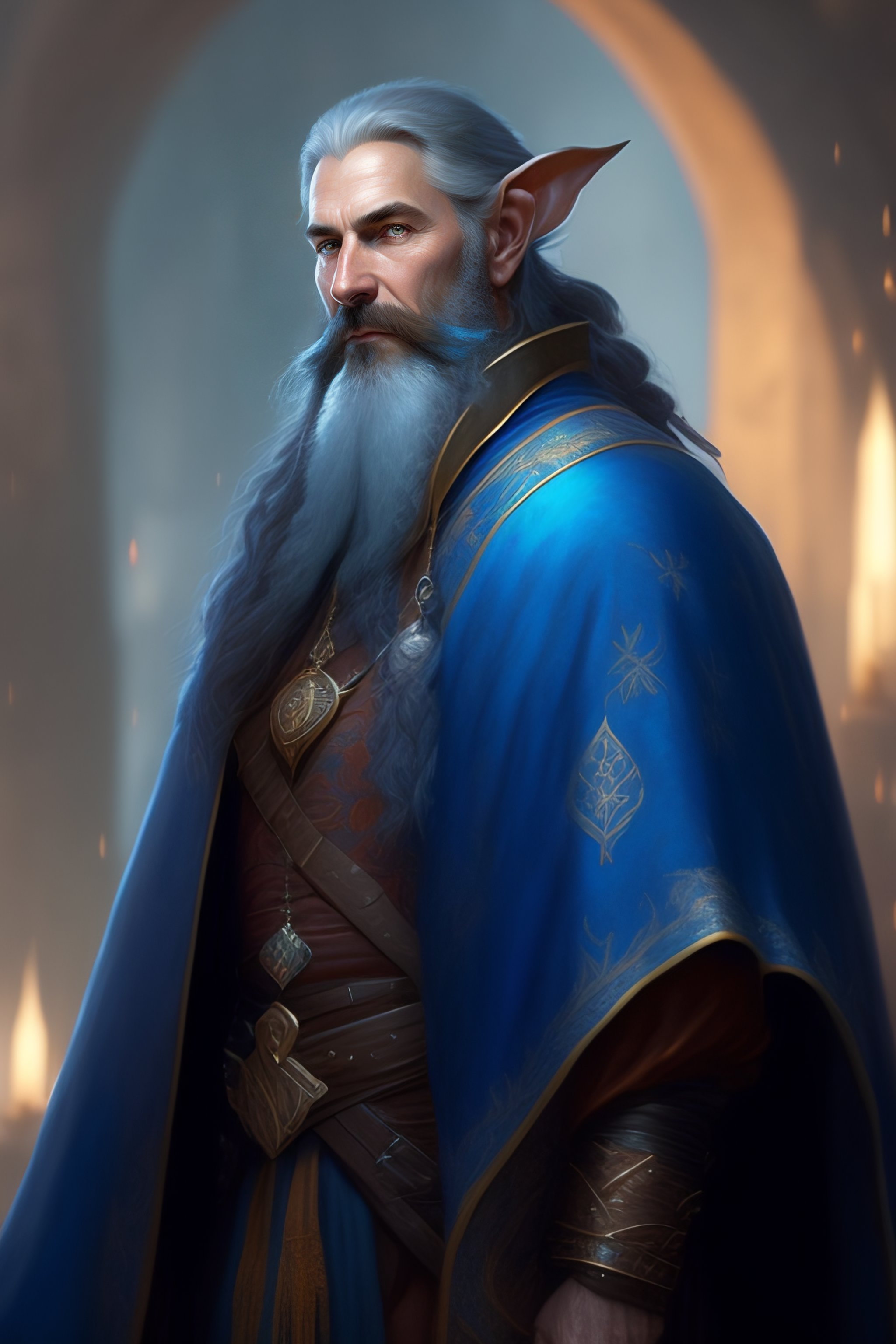 Lexica - Portrait of a middle aged elf with a long beard, dressed in a ...