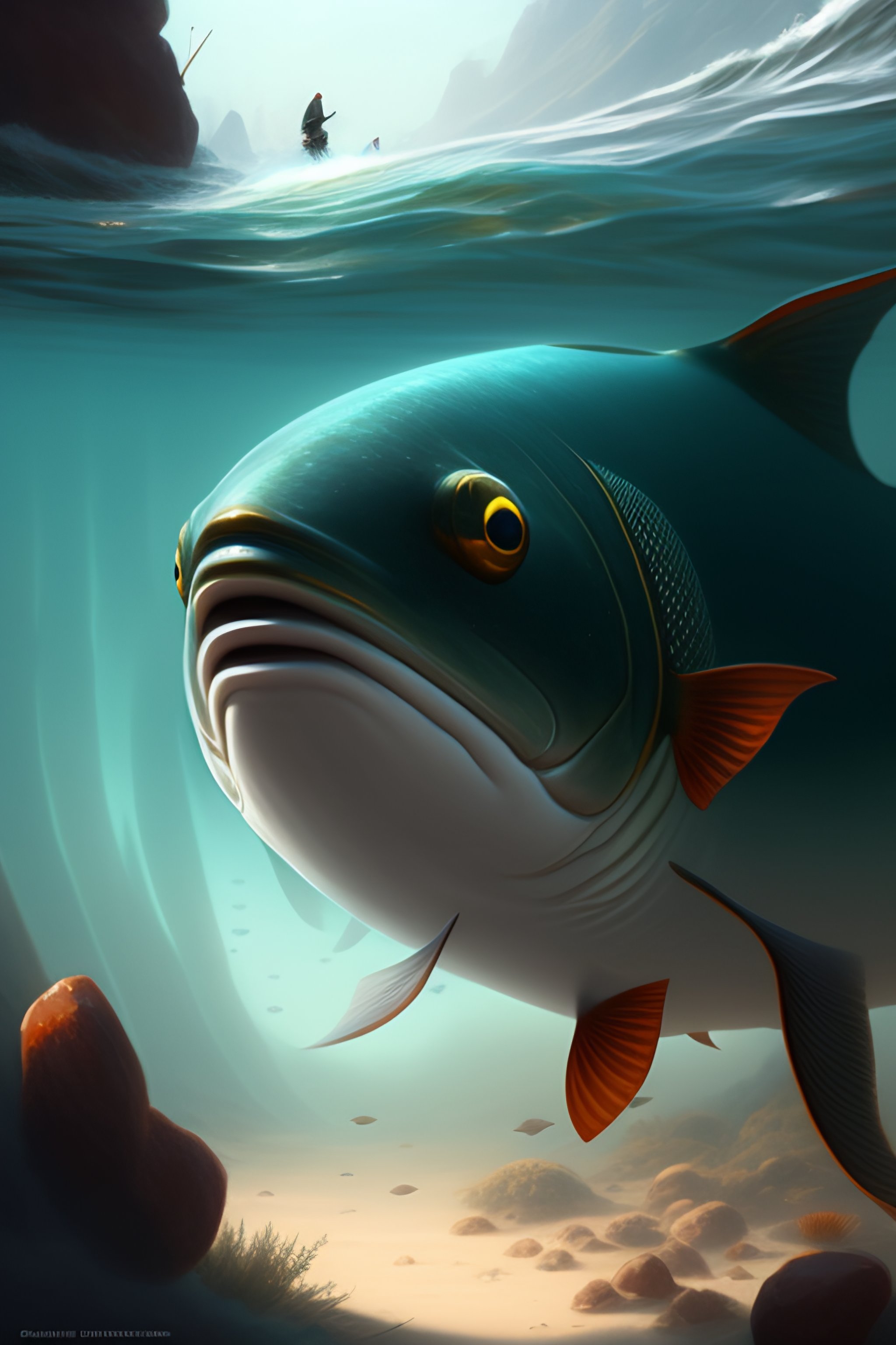 Lexica - Anthropomorphic sardine fish, greg rutkowski