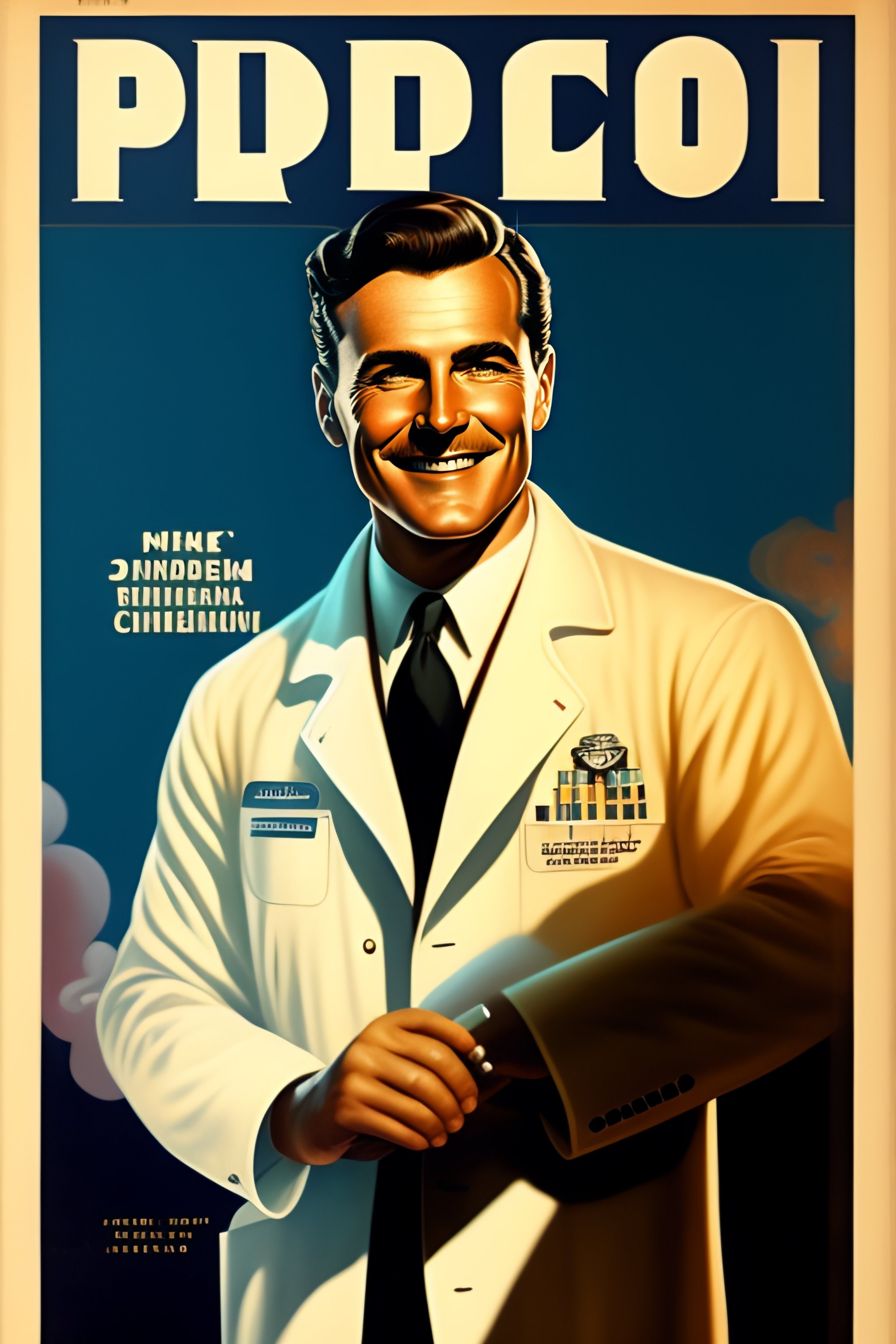 Lexica - 1945 pulp magazine poster of a middle aged man doctor in a ...