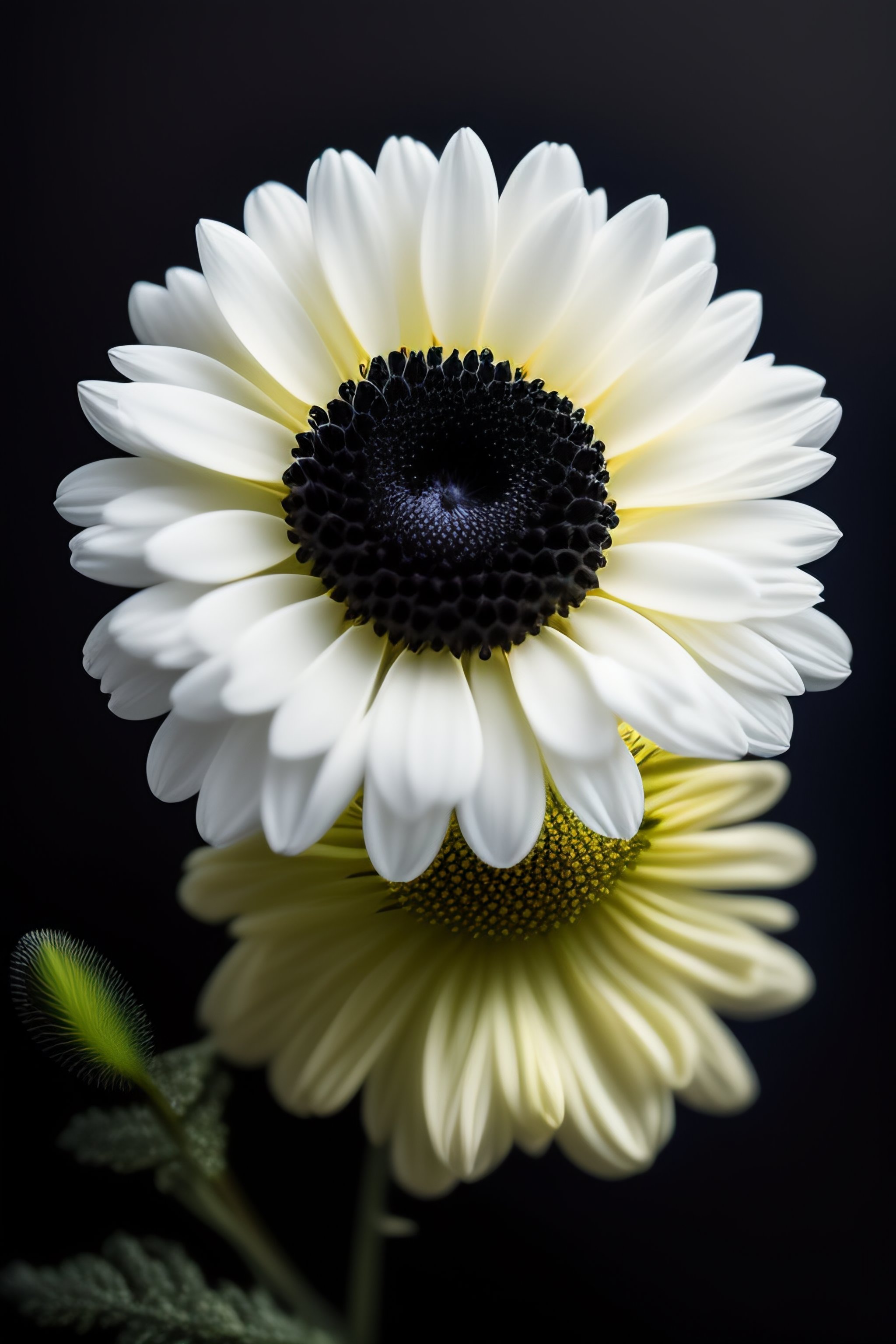 Lexica - A single flower, black background, photograph, white ...