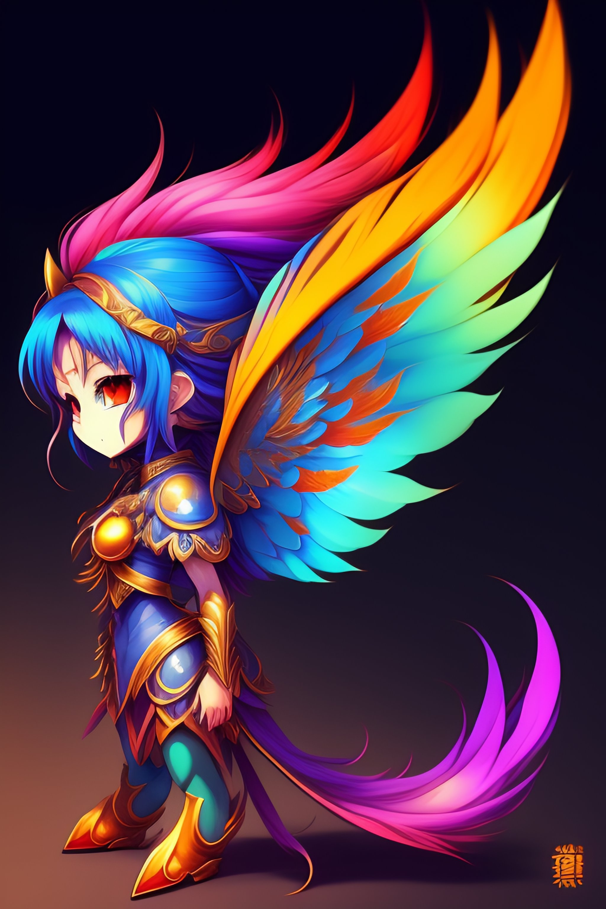 Lexica - A cerulean phoenix, in the style of chibi anime.