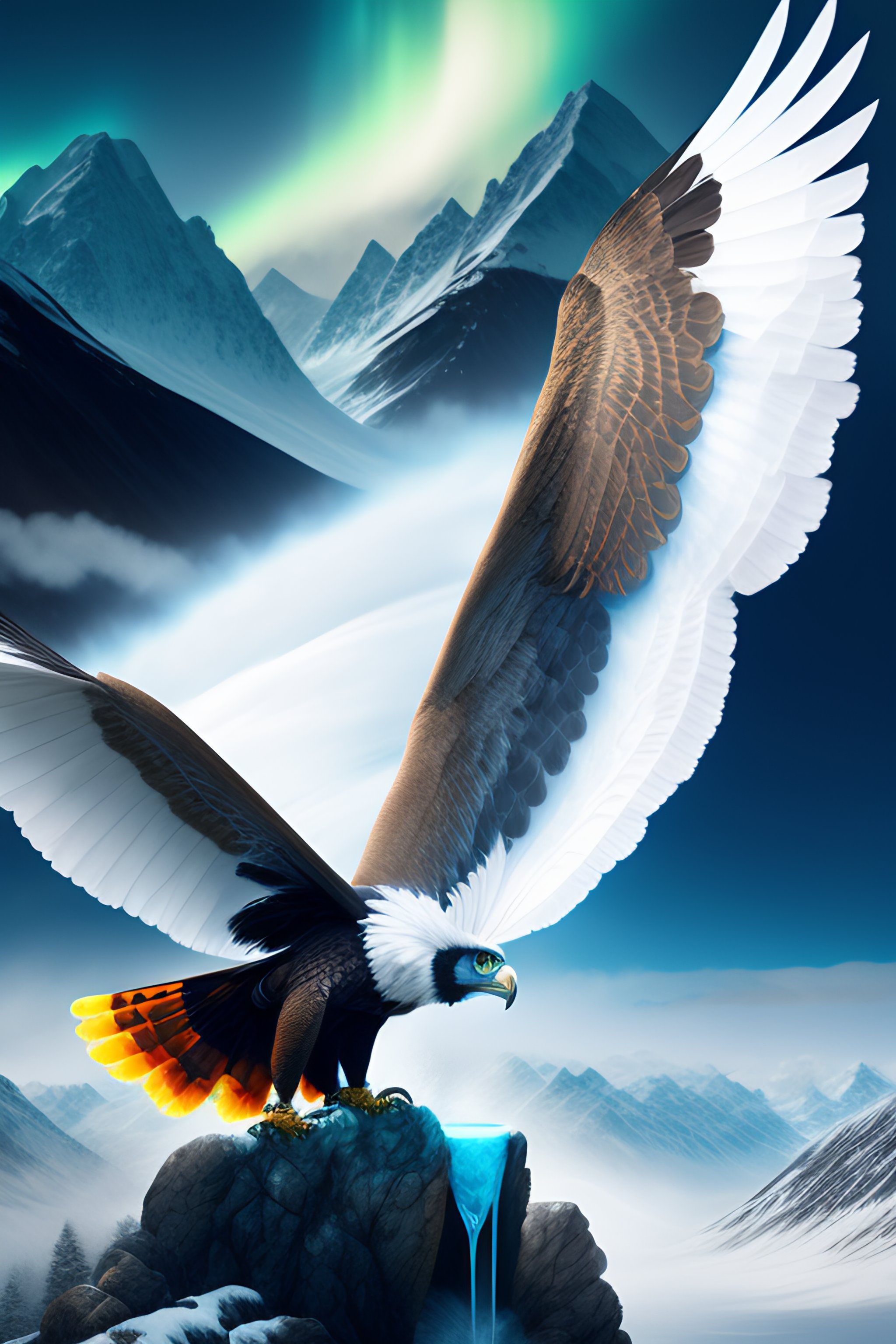 Lexica - Beautiful intricately detailed flying harpy eagle and Alaskan ...