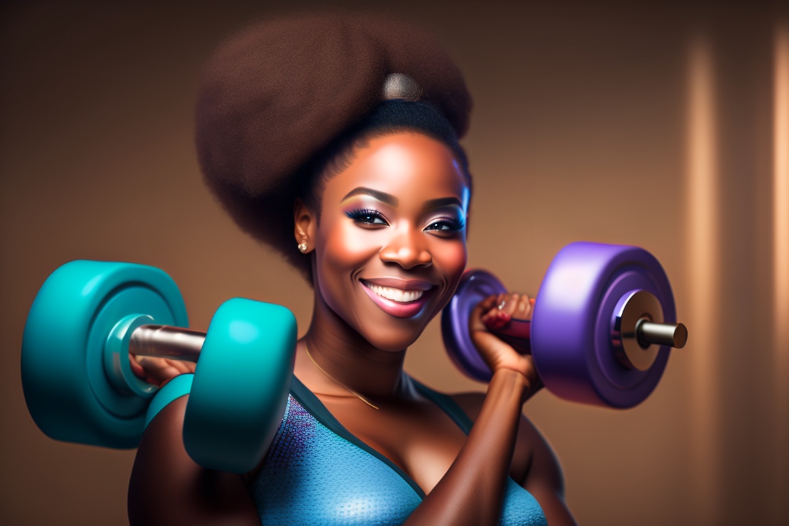 Lexica - A pretty African Woman smiling with dumb bells in hand ...