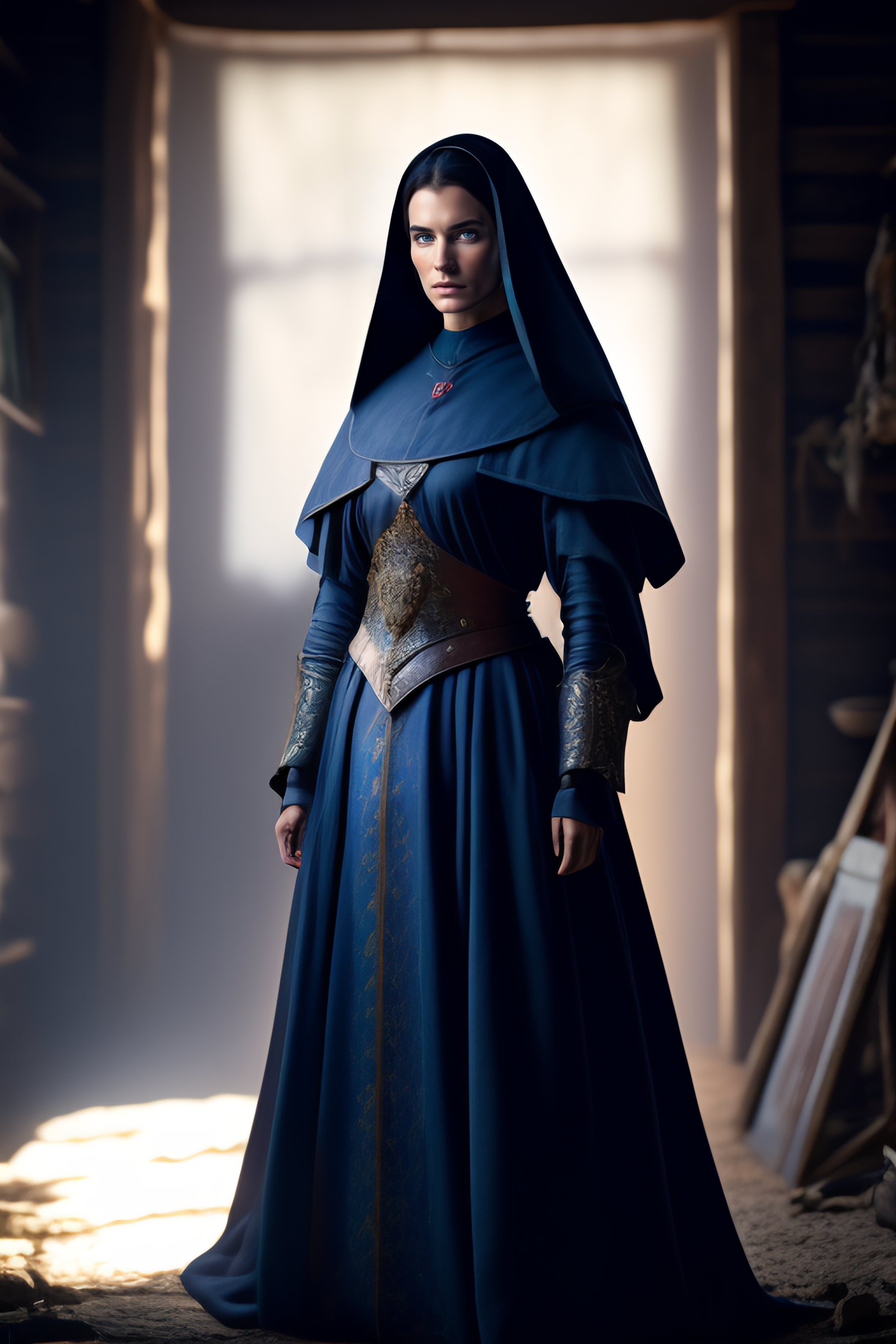 Lexica - Dark and gloomy full body 8k unity render, nun, blue yonder ...