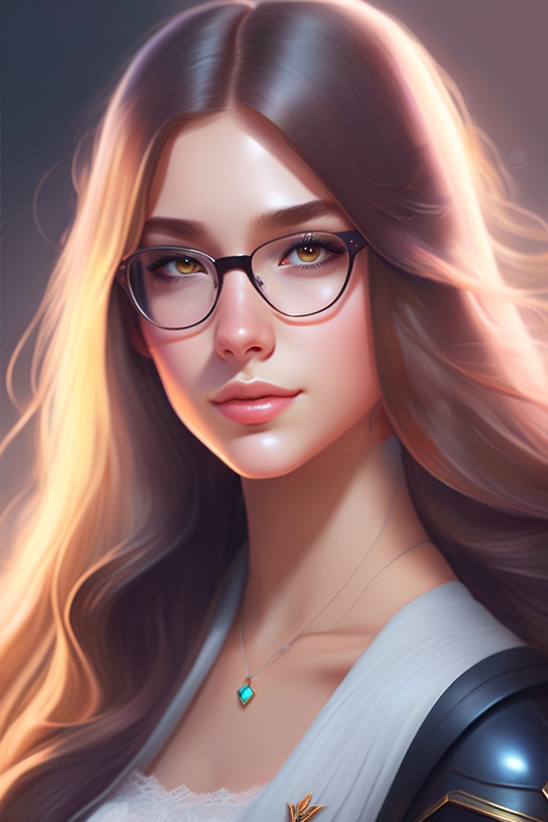 Lexica - Girl with long straight hair, fantasy style, portrait, glasses ...
