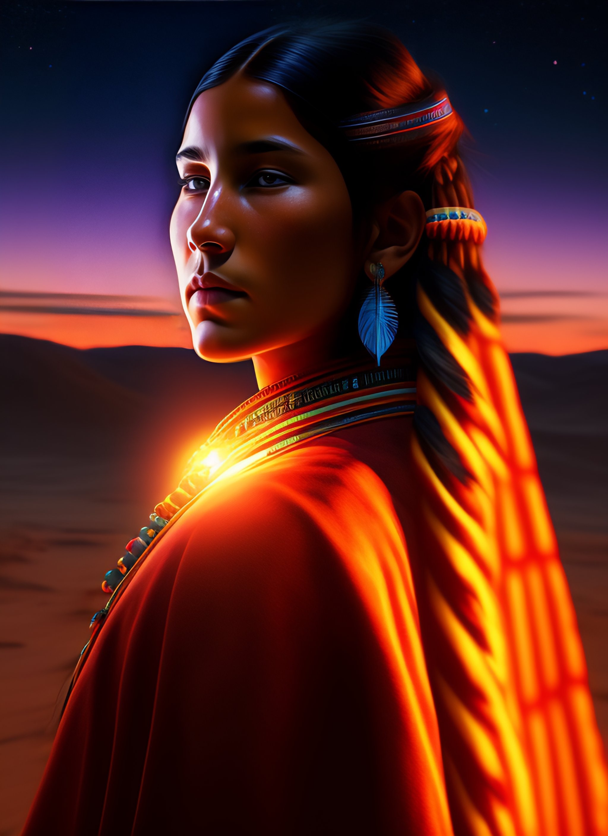 Lexica - Lakota tribe. a young indigenous woman watching the stars ...