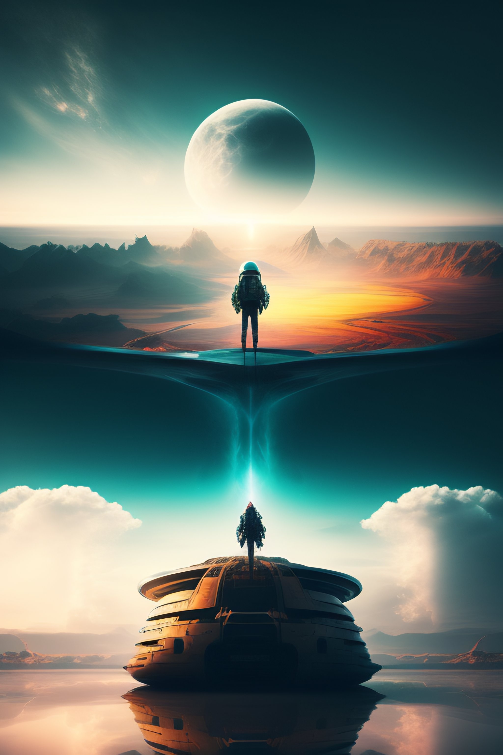 Lexica - Distopic future, alien space ship above the sky, earth as a ...