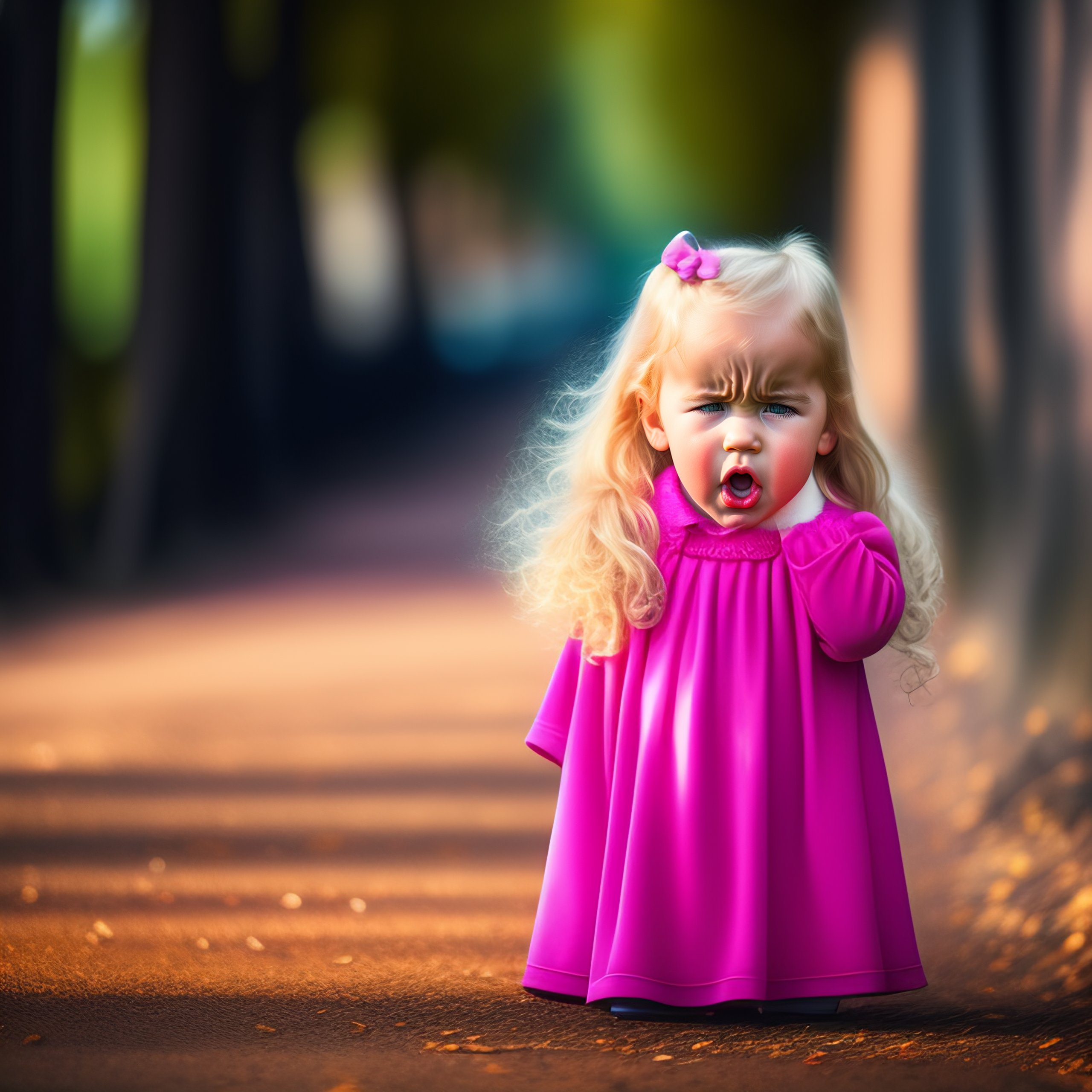 Lexica - 3 year old blonde girl angry. style of peppa pig