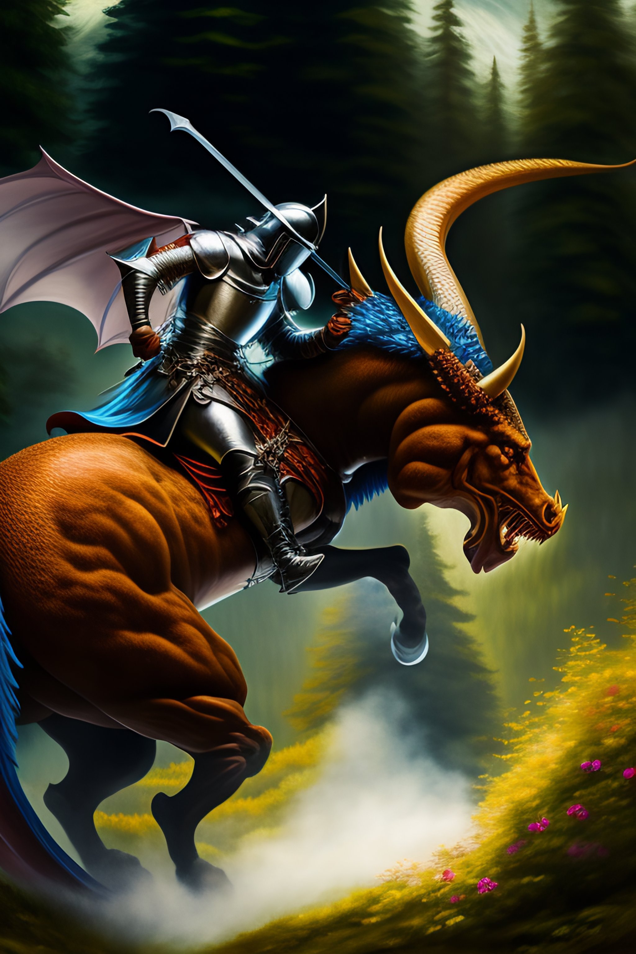 Lexica - Impressionist painting of ancient English knight fighting a ...