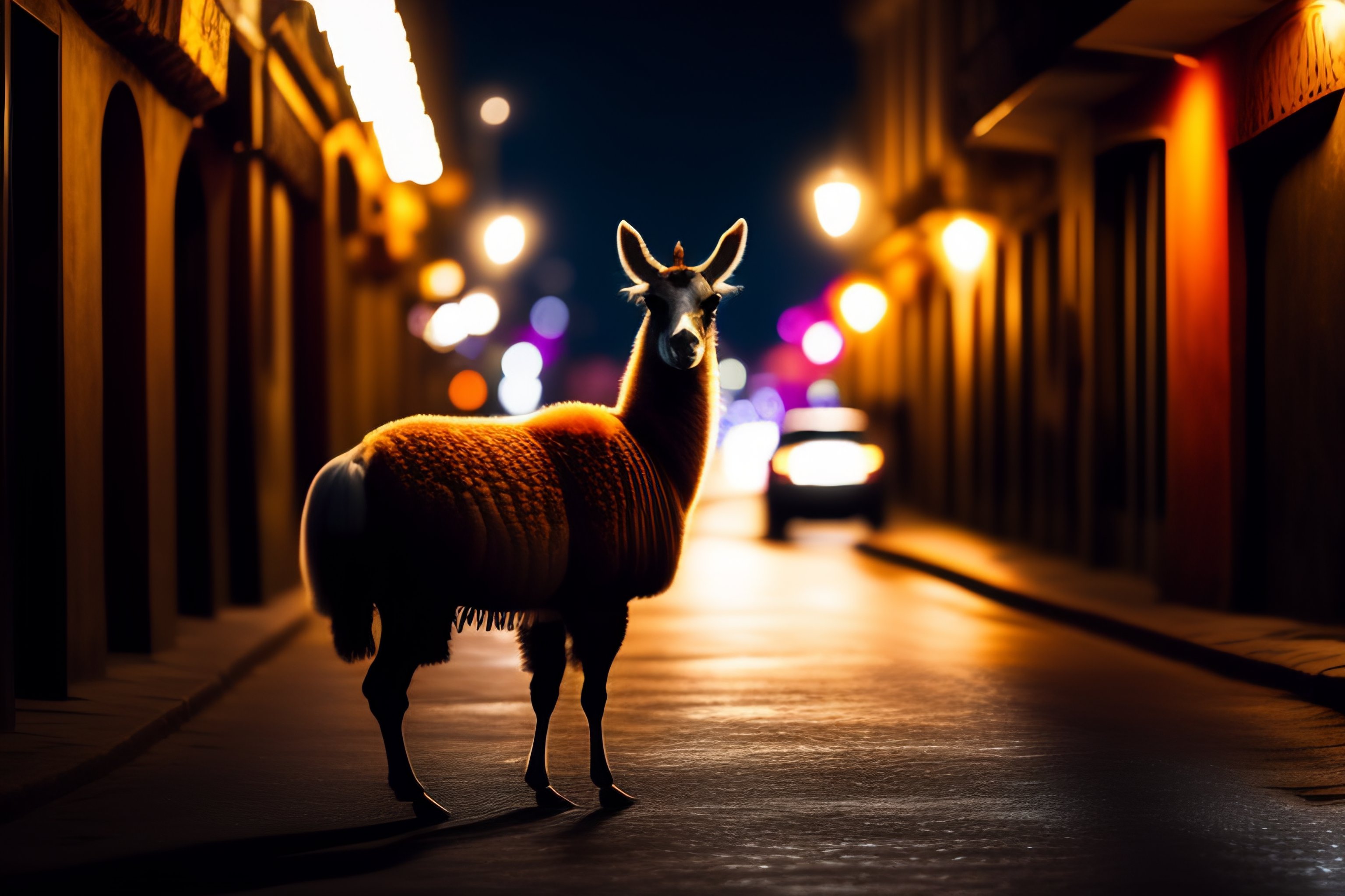Lexica - Realistic photo of a skating llama in the streets of Mexico ...
