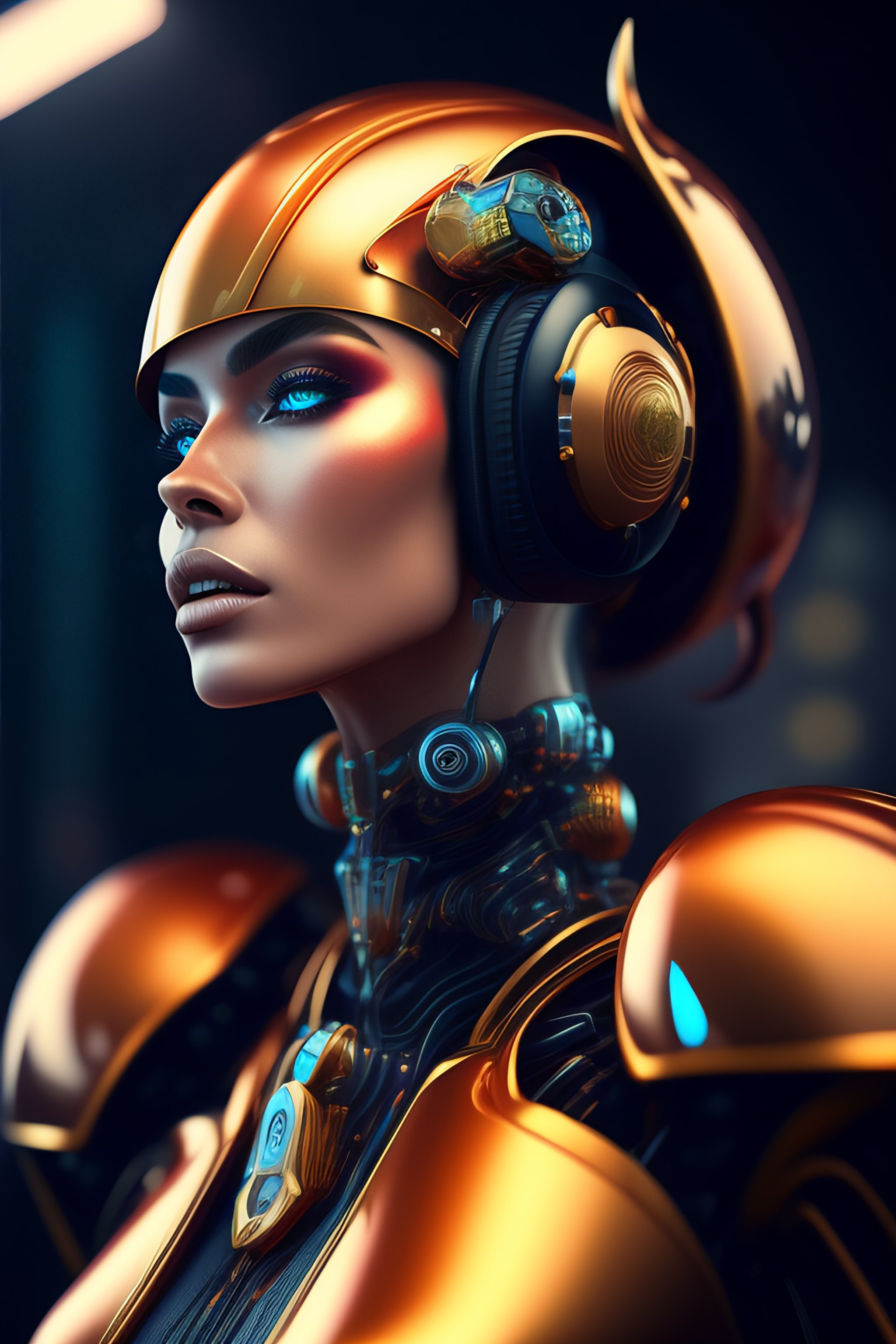 Lexica - A cyborg full of fantastic colorful details, robotic parts ...