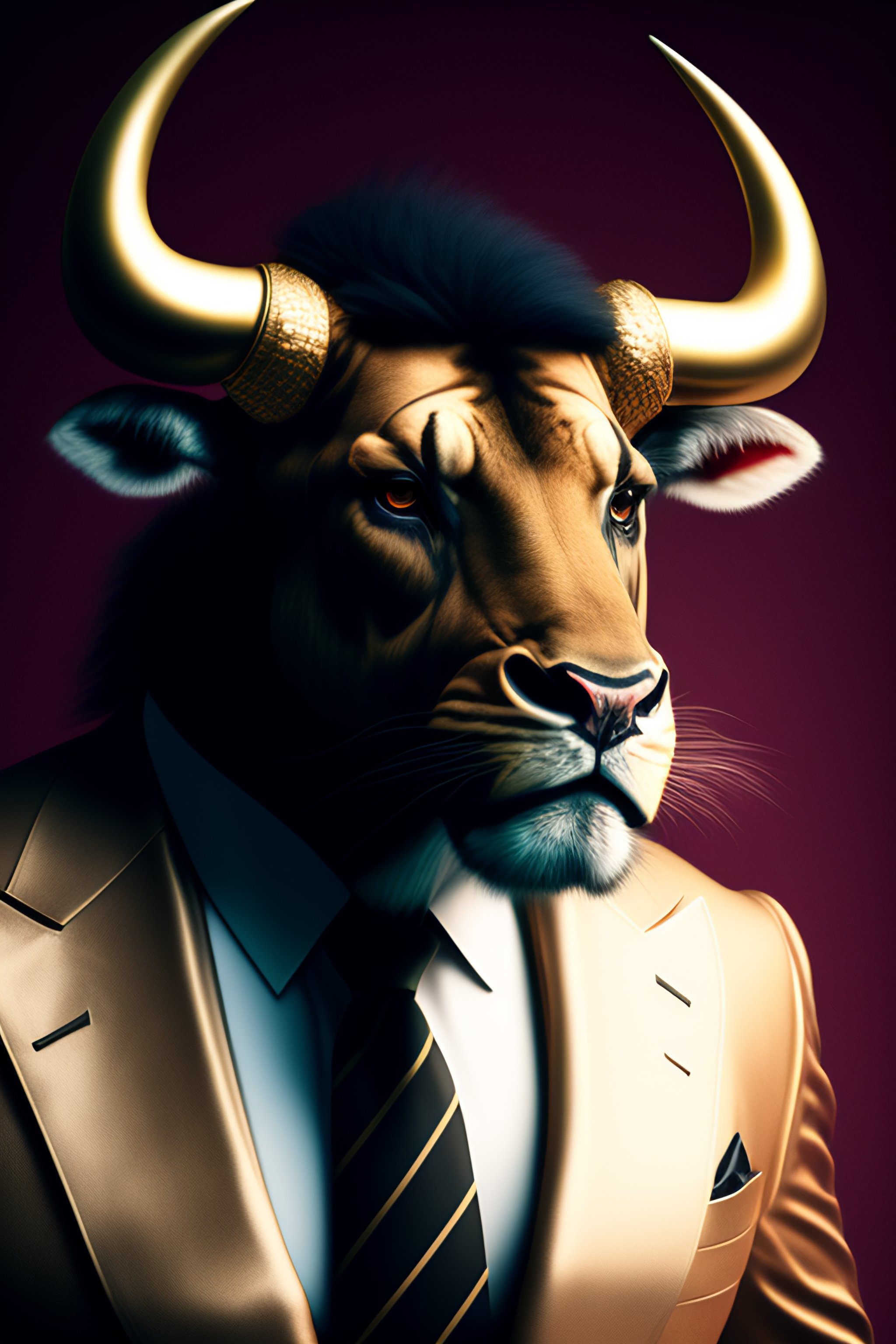 Lexica - Award winning photo of a mobster boss bull head, horns, angry ...