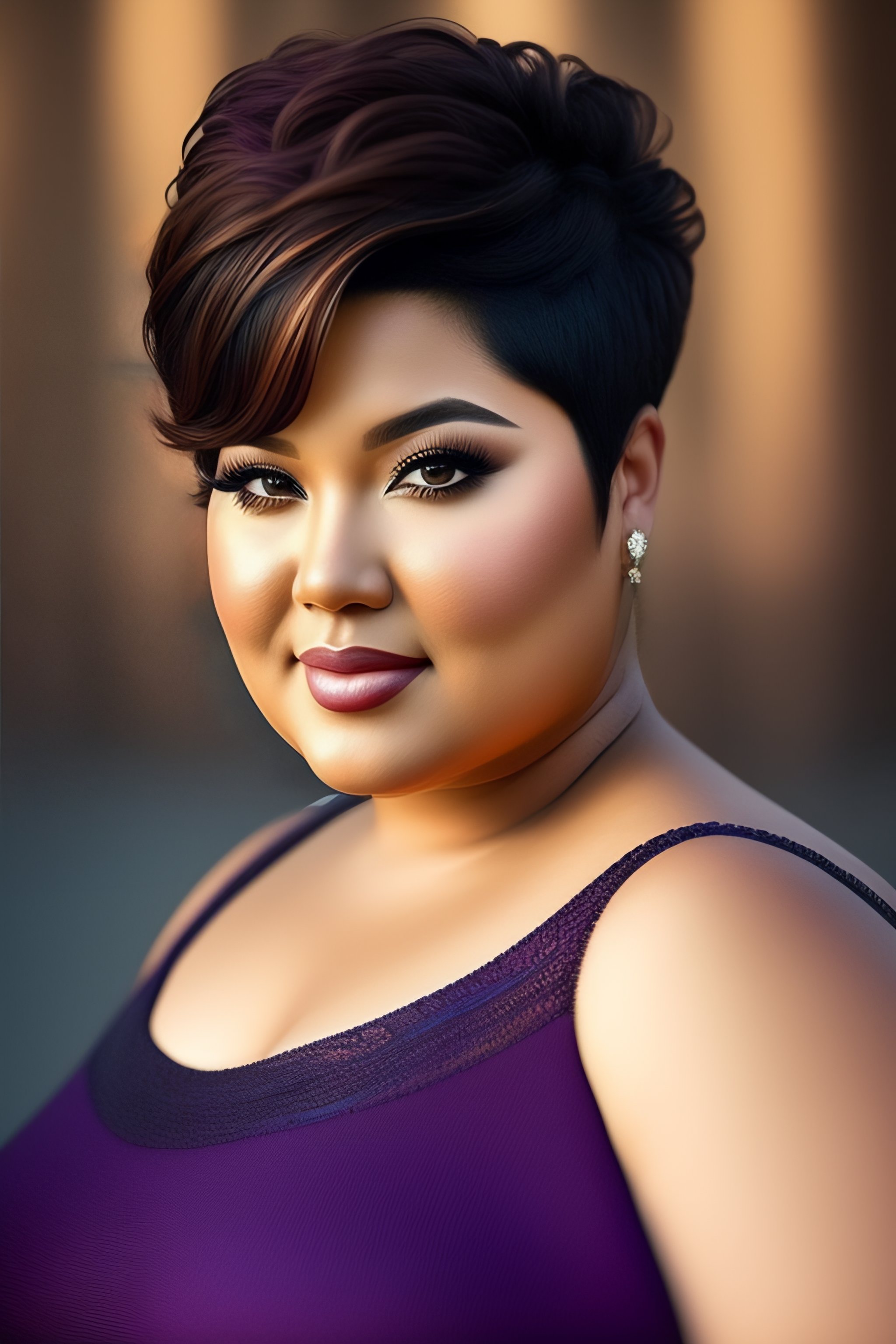 Lexica - Plus size woman cute young 13 old short hair