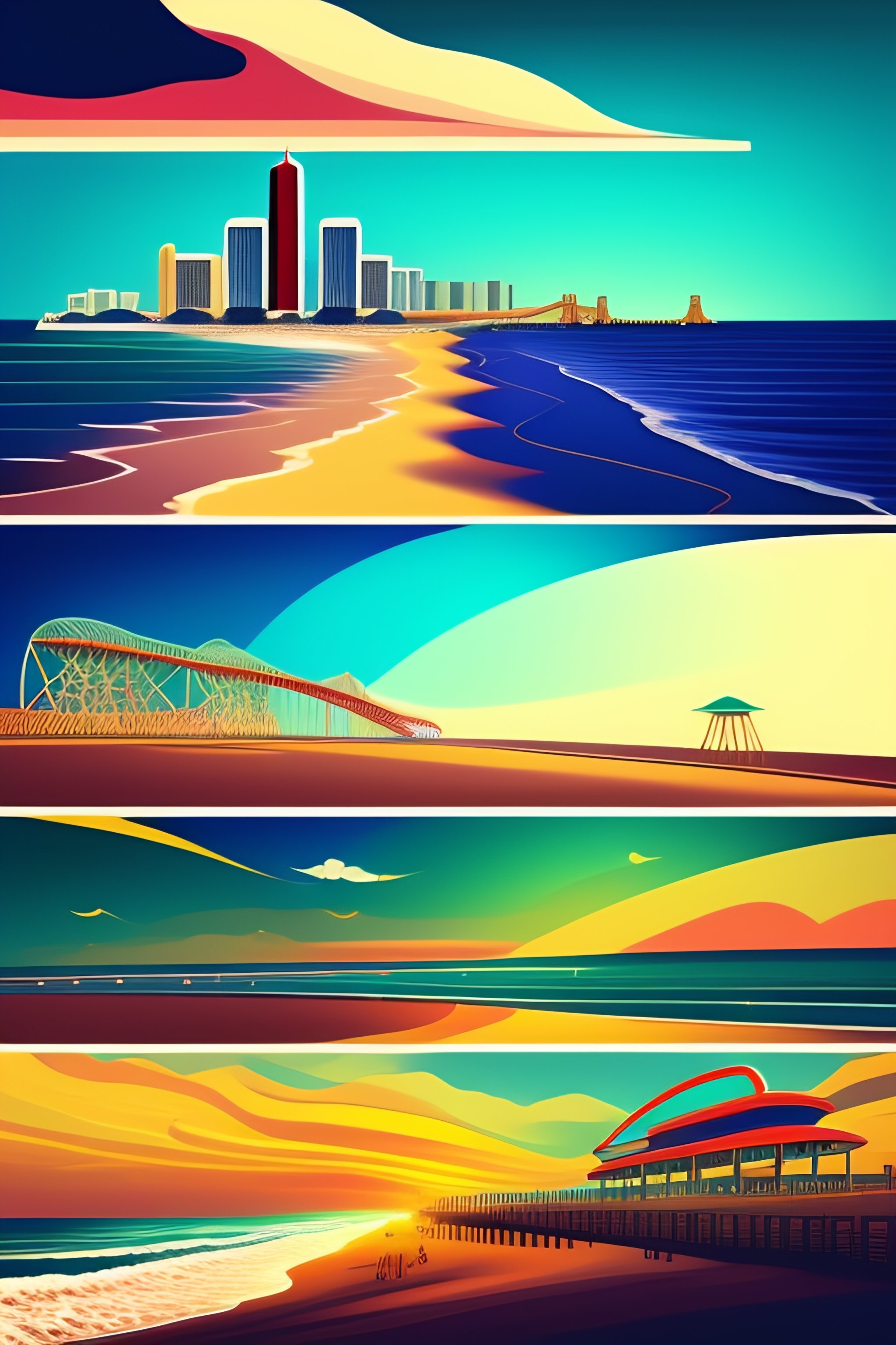 Lexica - In a vector style create Atlantic city including the beach ...