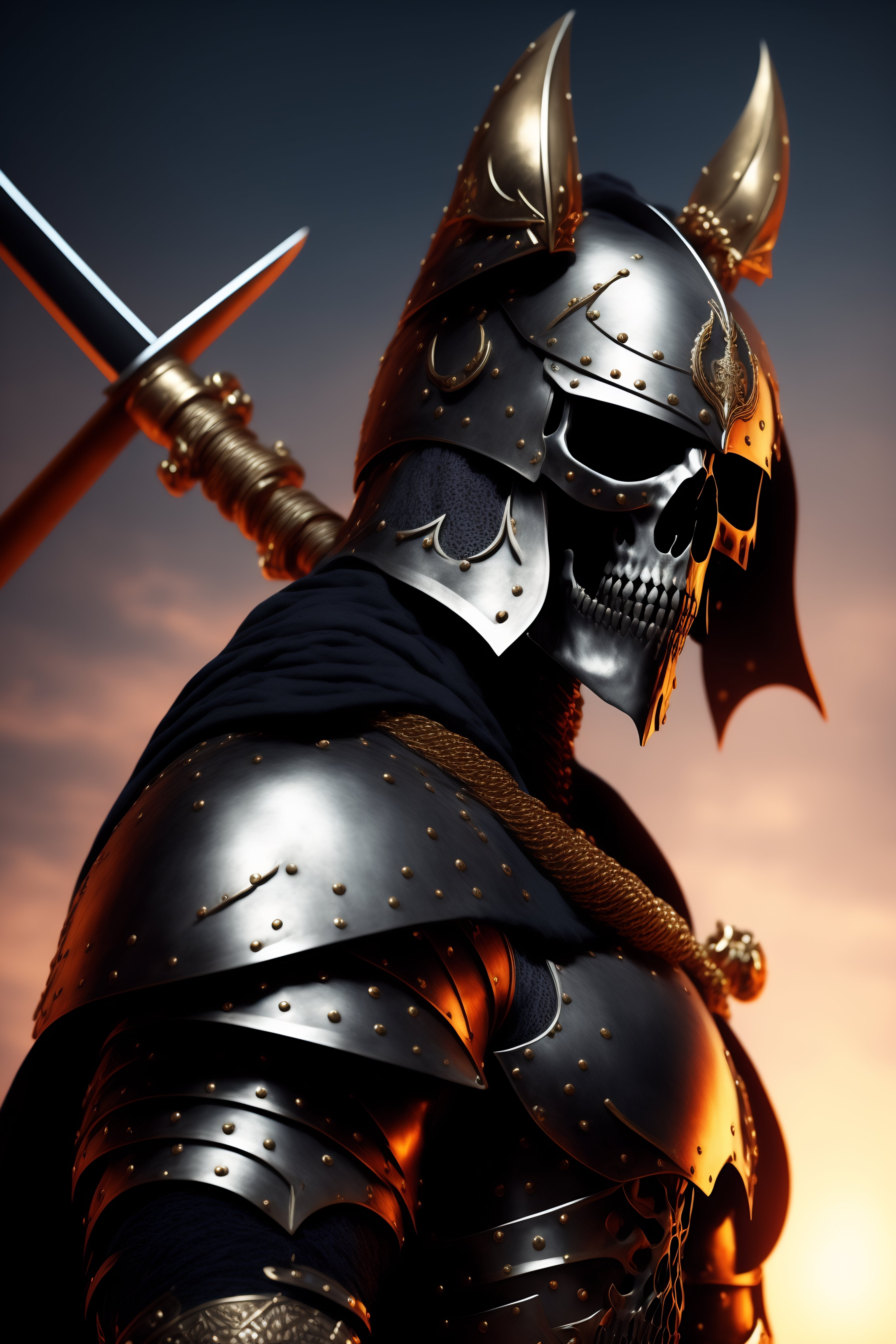 Lexica - Muscular man wearing full body bone armour and a skull mask ...