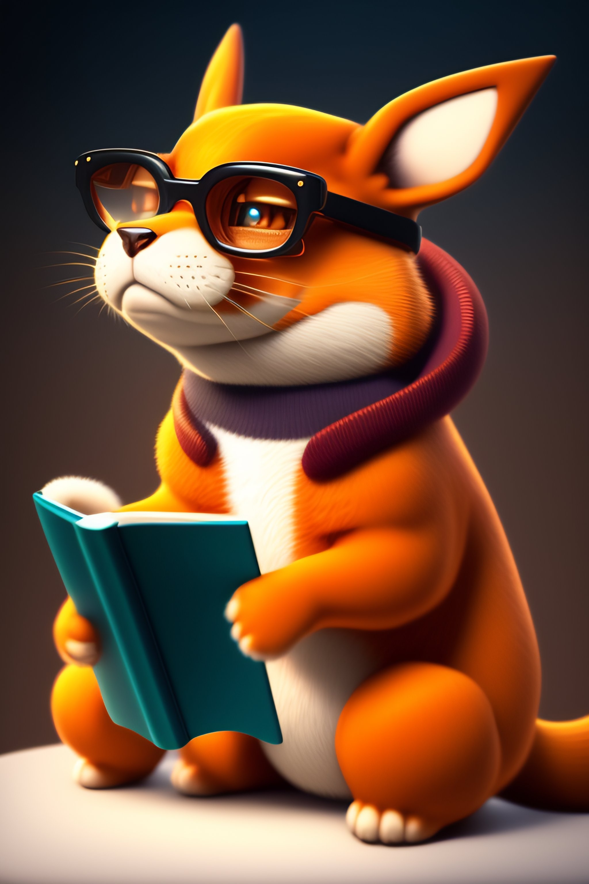 Lexica - Charizard in glasses reading book, realistic
