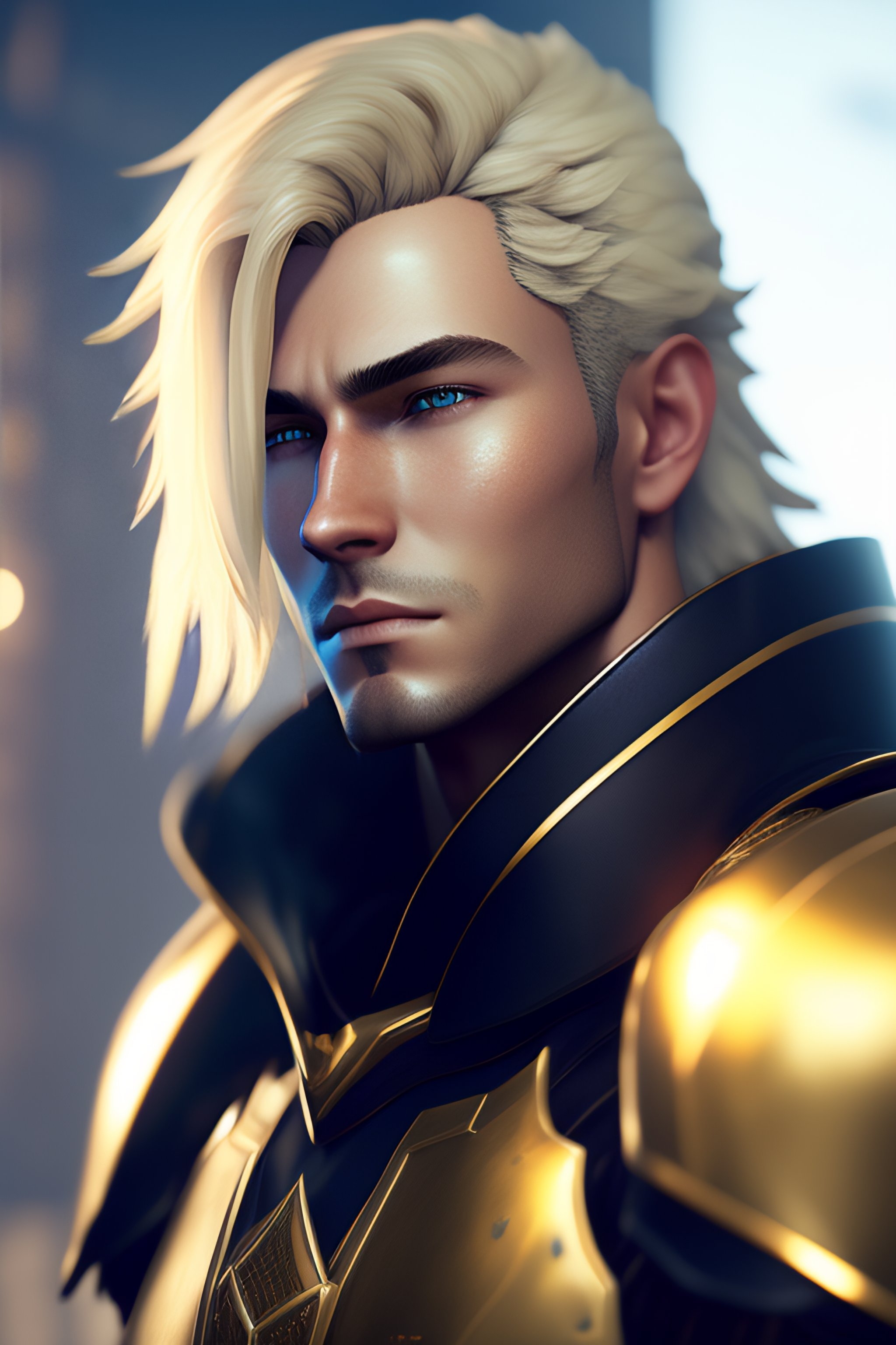 Lexica - Photo realistic portrait of paladin, male, blonde hair ...