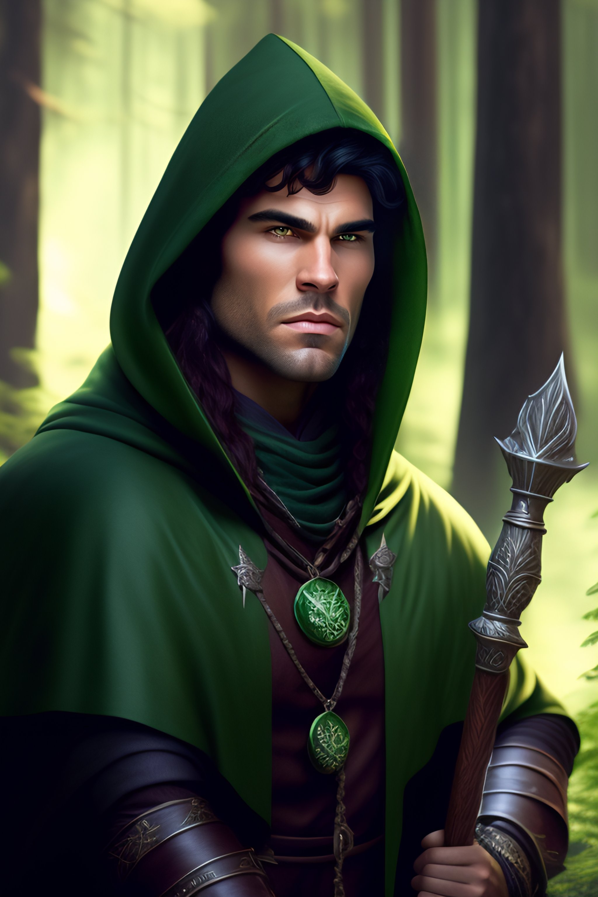 Lexica - A young male half-orc with dark hair and green eyes and tusks ...