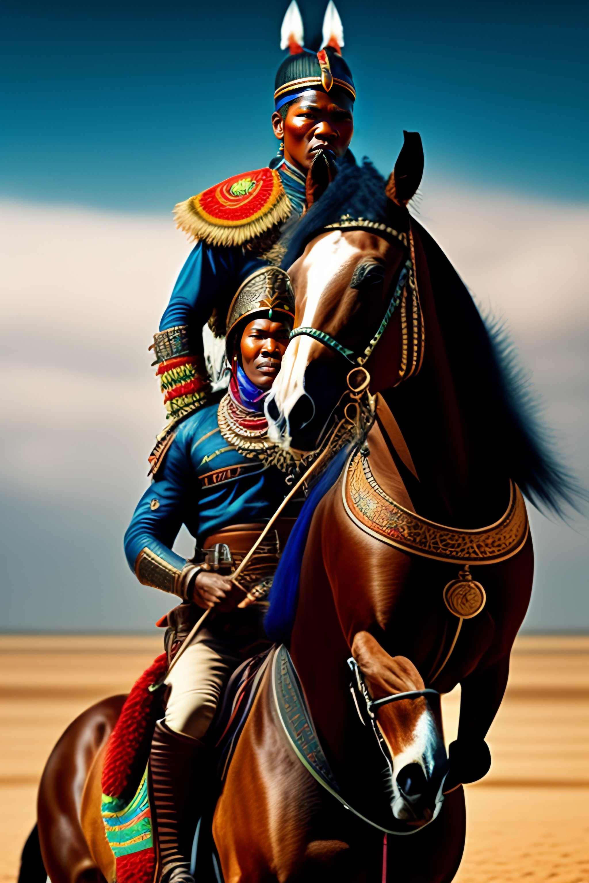 Lexica - Ancient tribal warrior on a horse and a dog