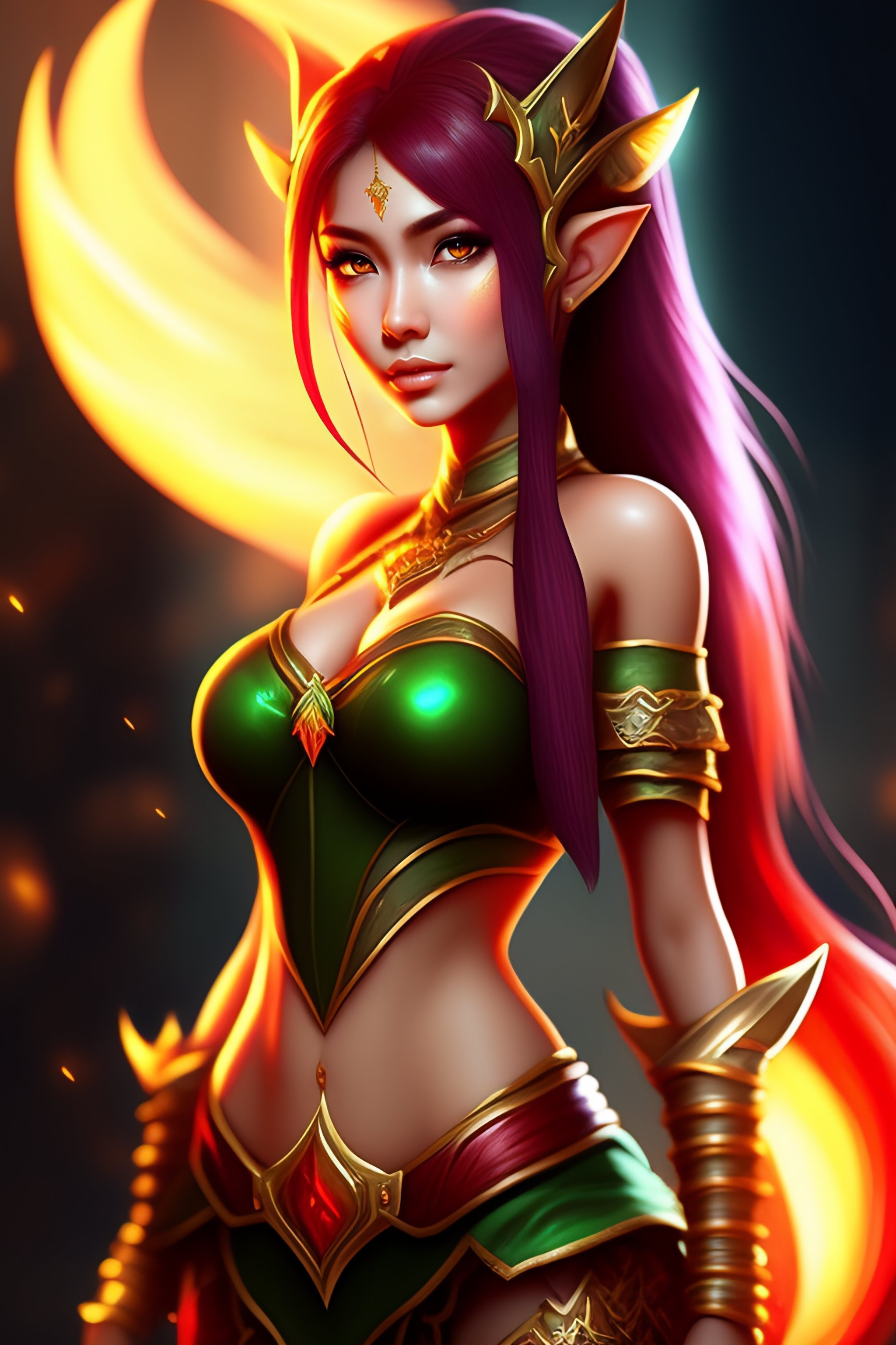Lexica - Elf, dota 2, female, full body