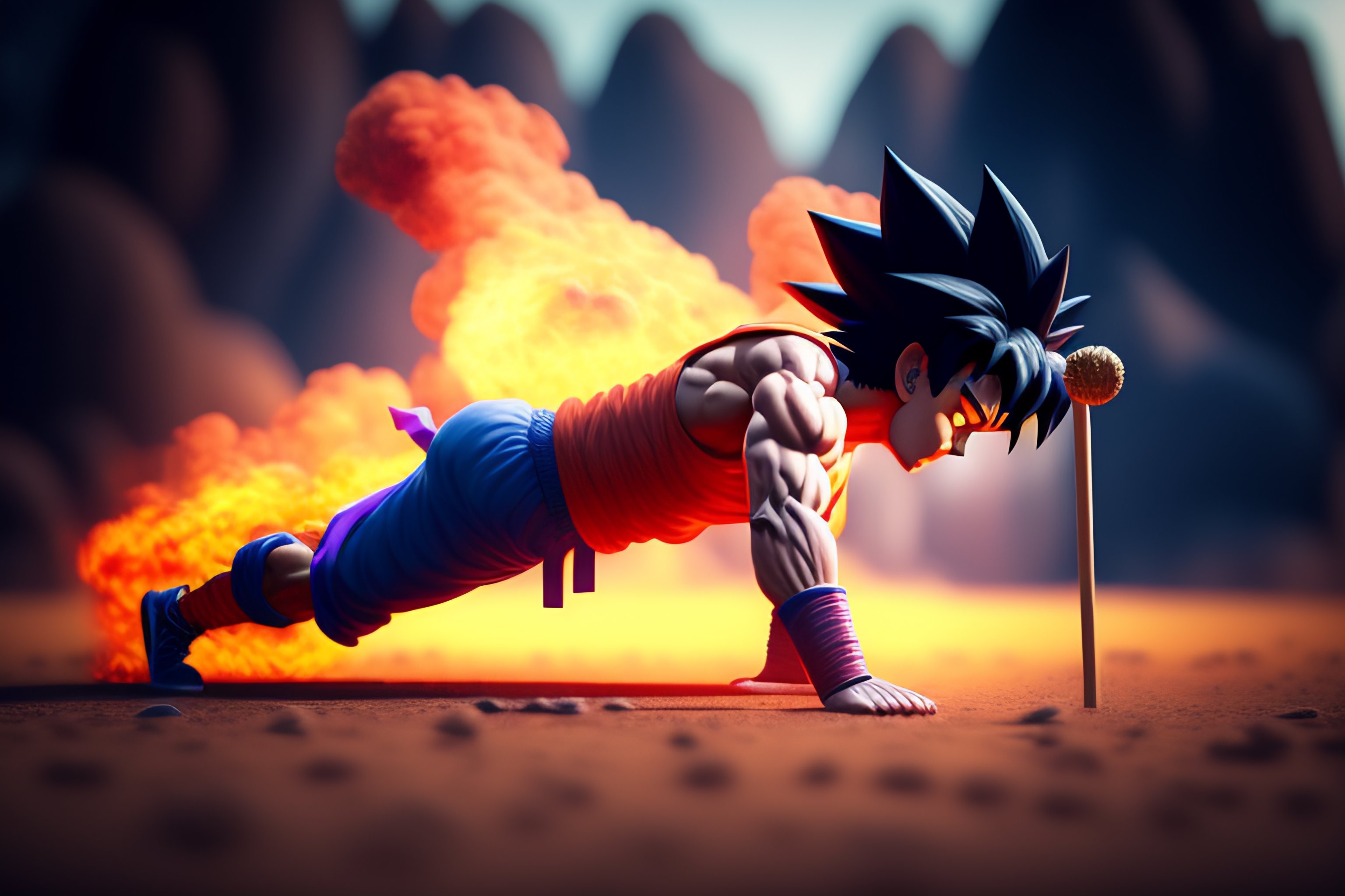 Lexica - Goku pushups on a stick, manga, ultra realistic, concept art ...