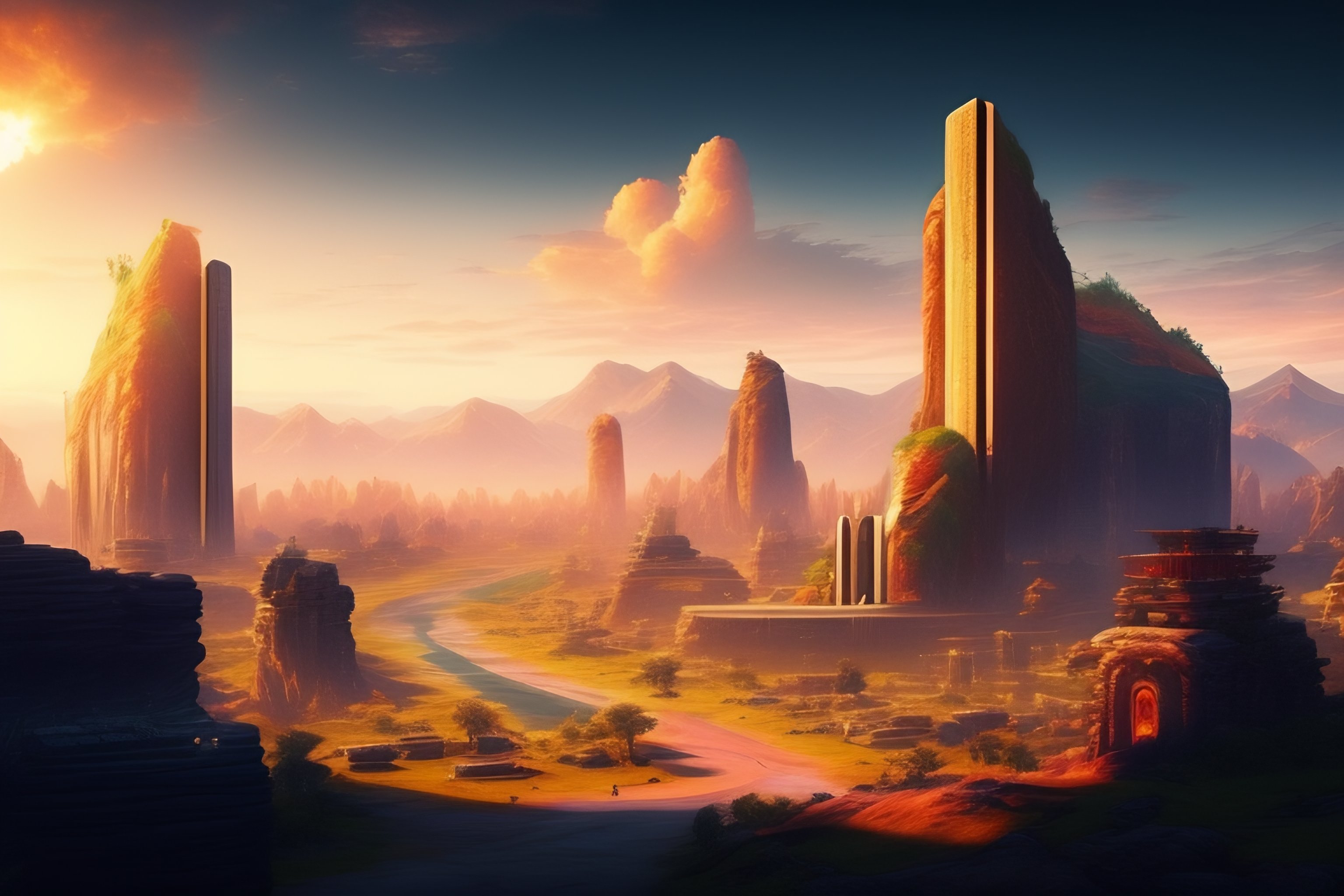 Lexica - Rock based livable city with people, ancient architecture ...