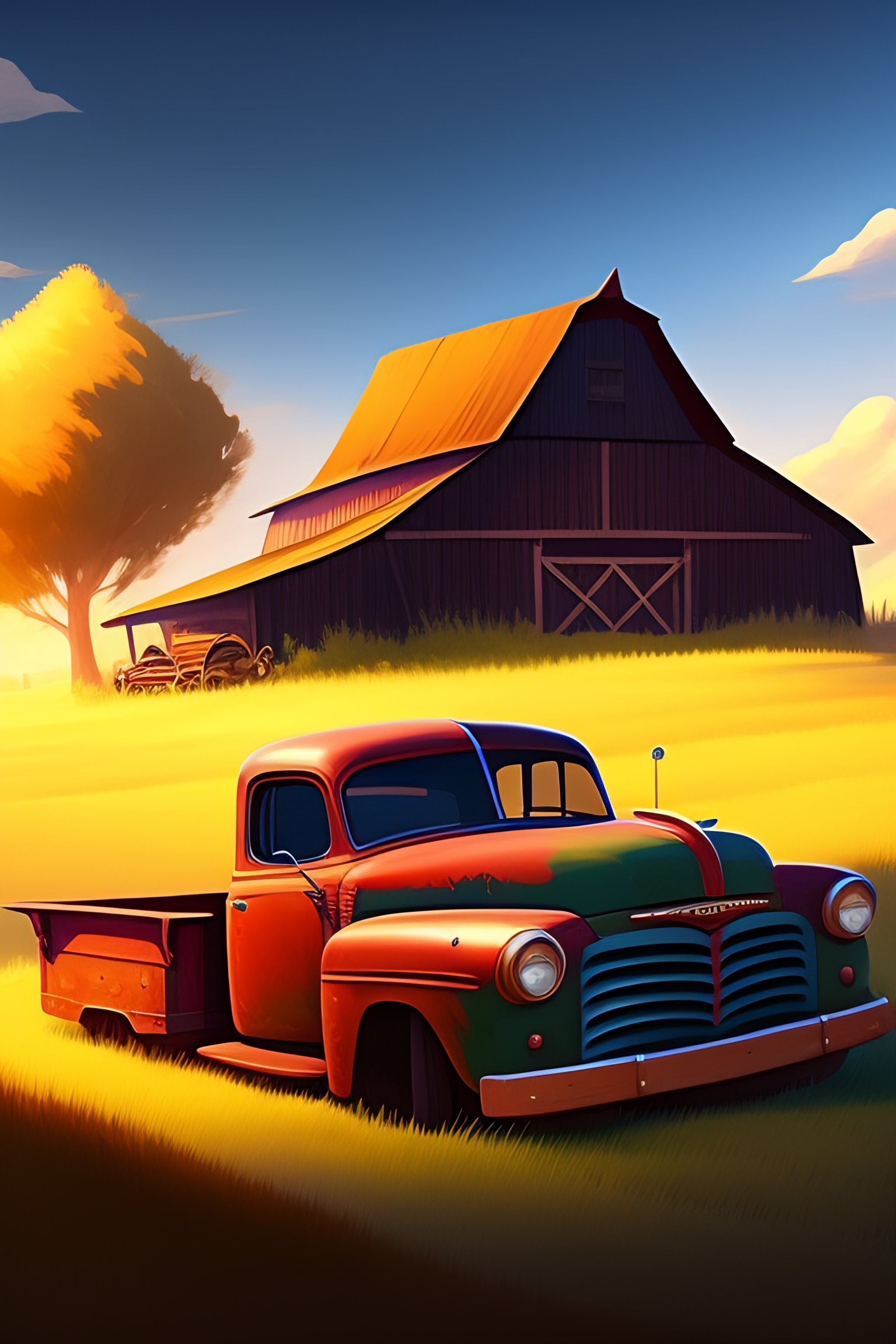 Lexica - Concept art of a disney-style animation set of a farm barn ...