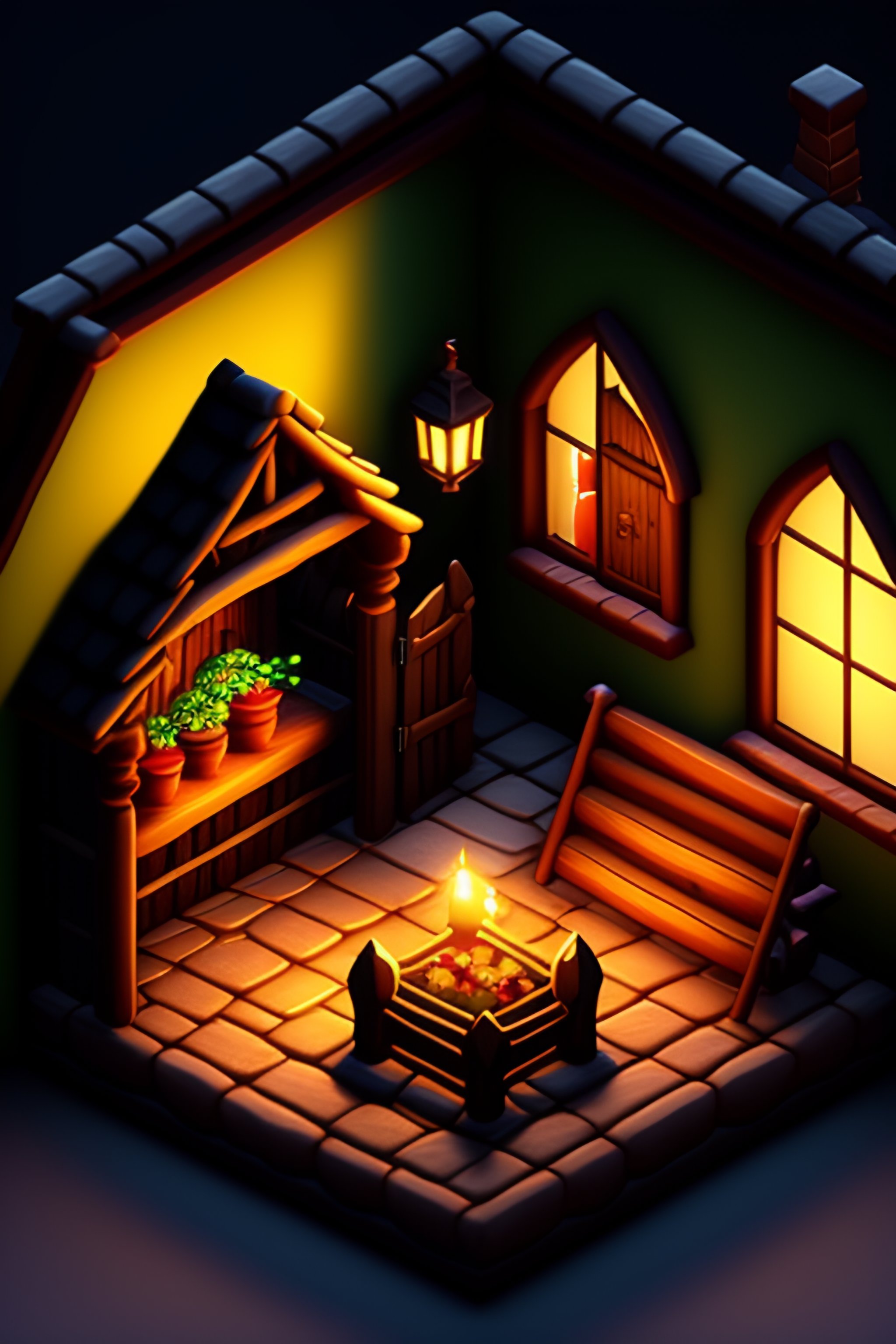 Lexica - Isometric render of the inside rooms of a scary medieval ...