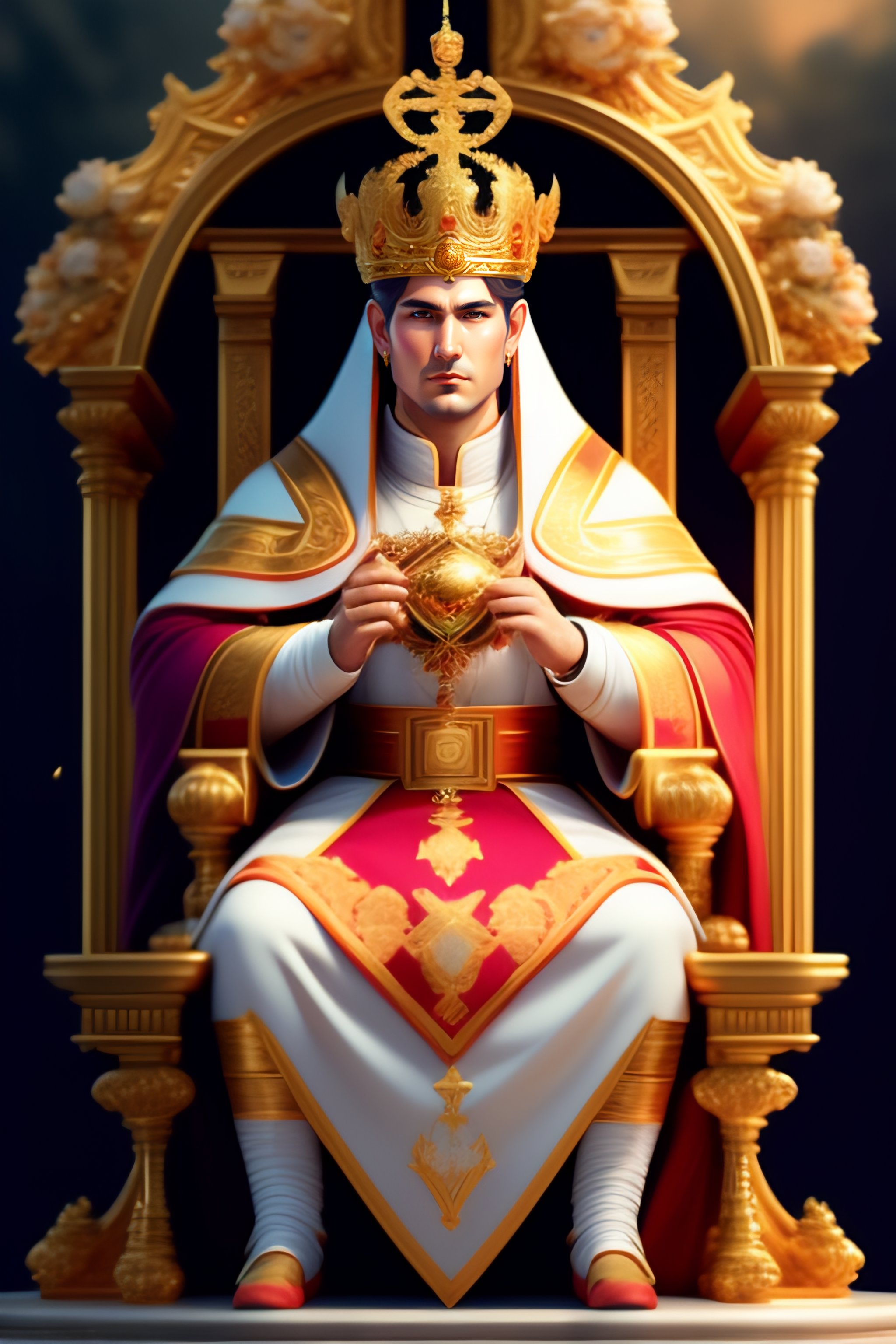 Lexica - Te pope wearing papal tiara sitting in a throne between 2 ...