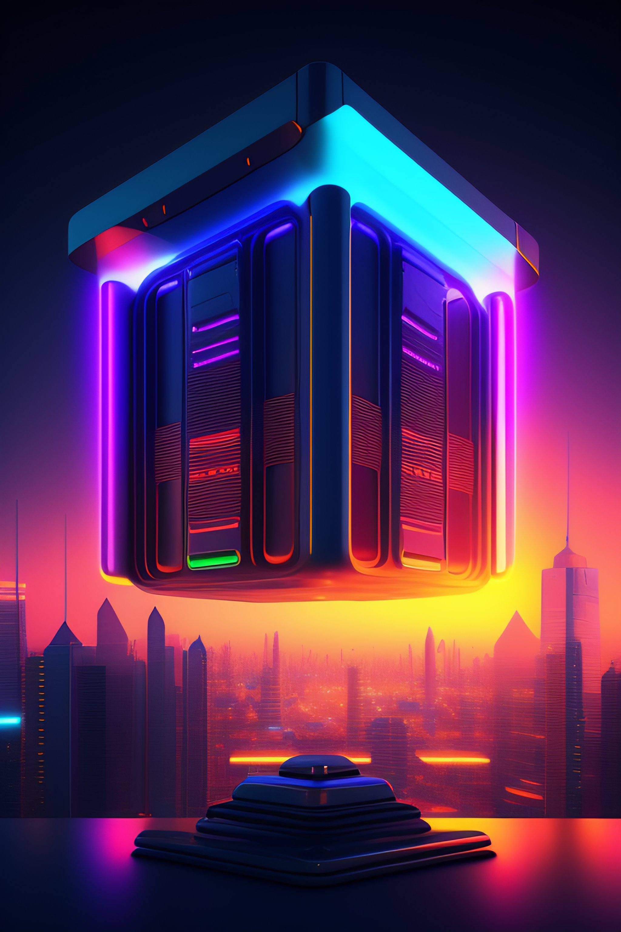 Lexica - ,futuristic cubic render, neon glares, techno background ...