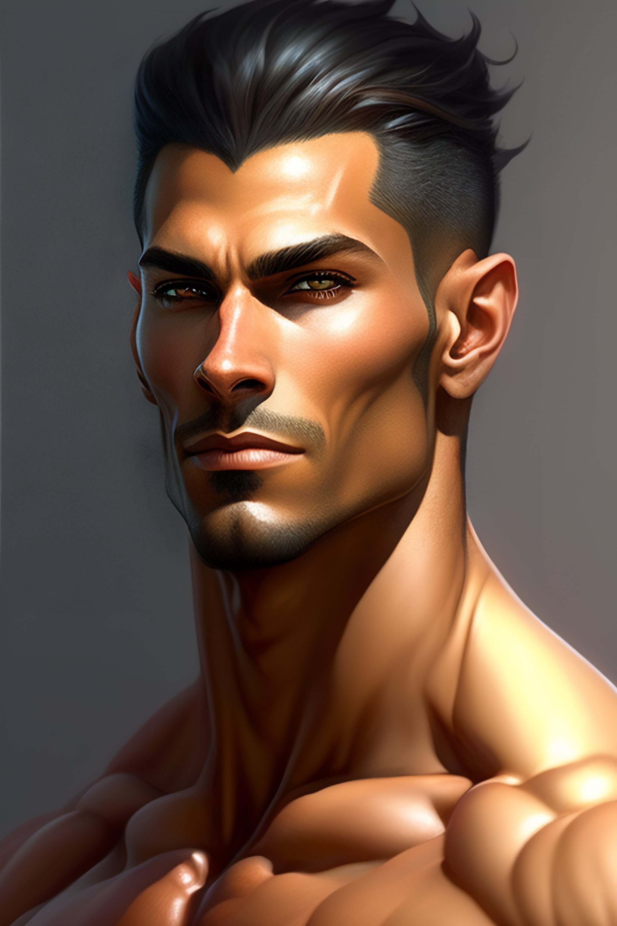 Lexica - Skinny muscular man ,charming and alluring face, highly ...