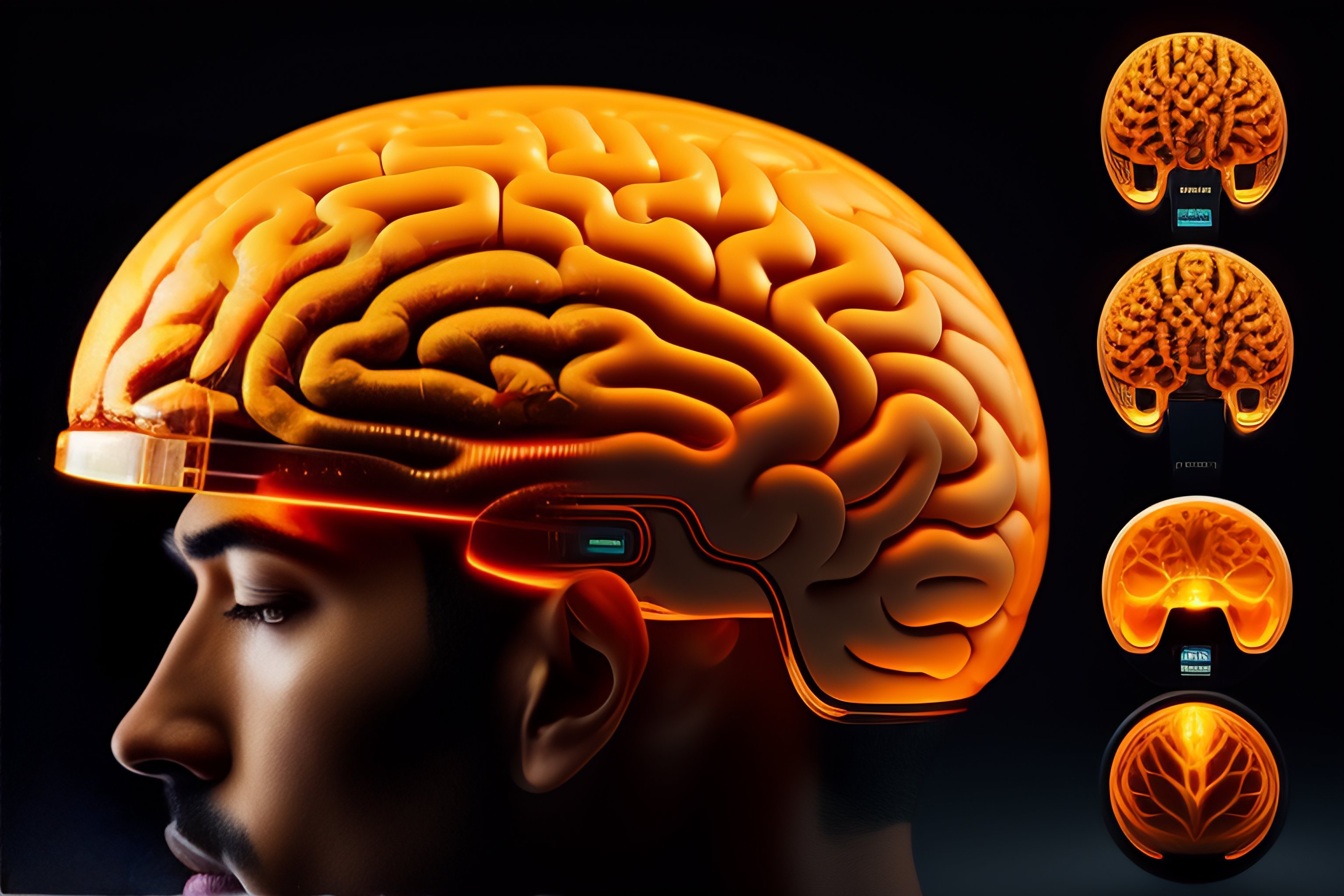 Lexica - Human brain merging machine ai parts, like iphone, light ...