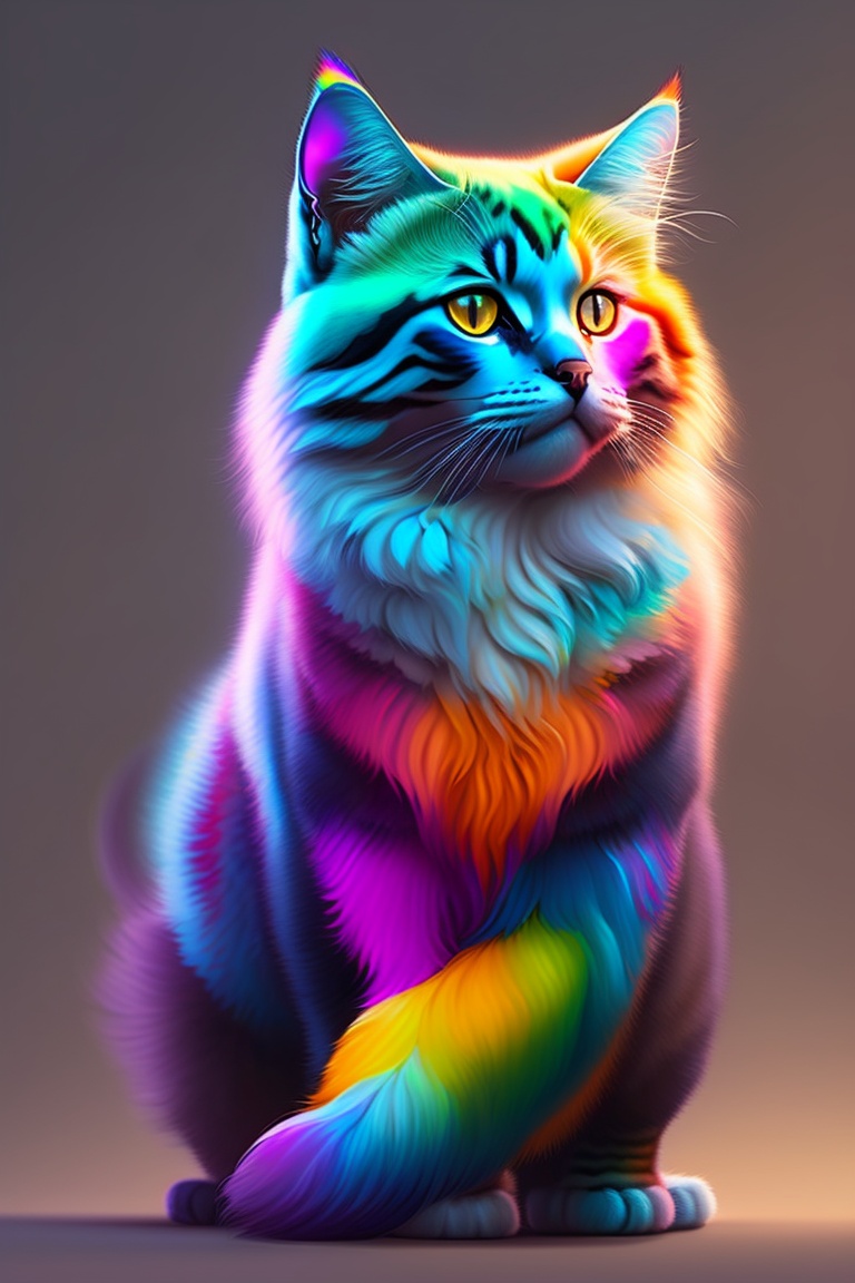 Lexica - A rainbow colored cat, concept art, digital painting, trending ...
