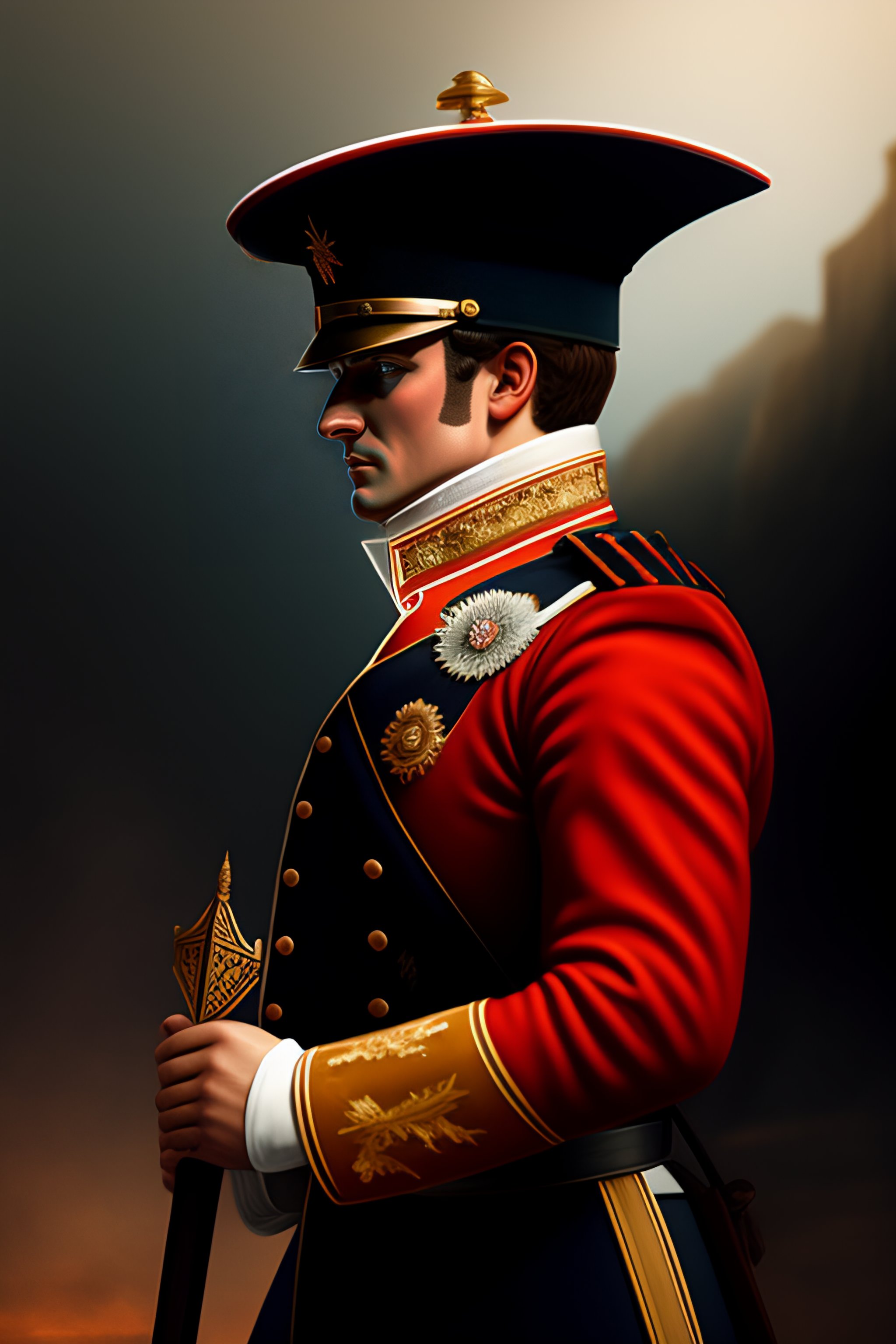 Lexica - Napoleon soldier bowing with his hat.