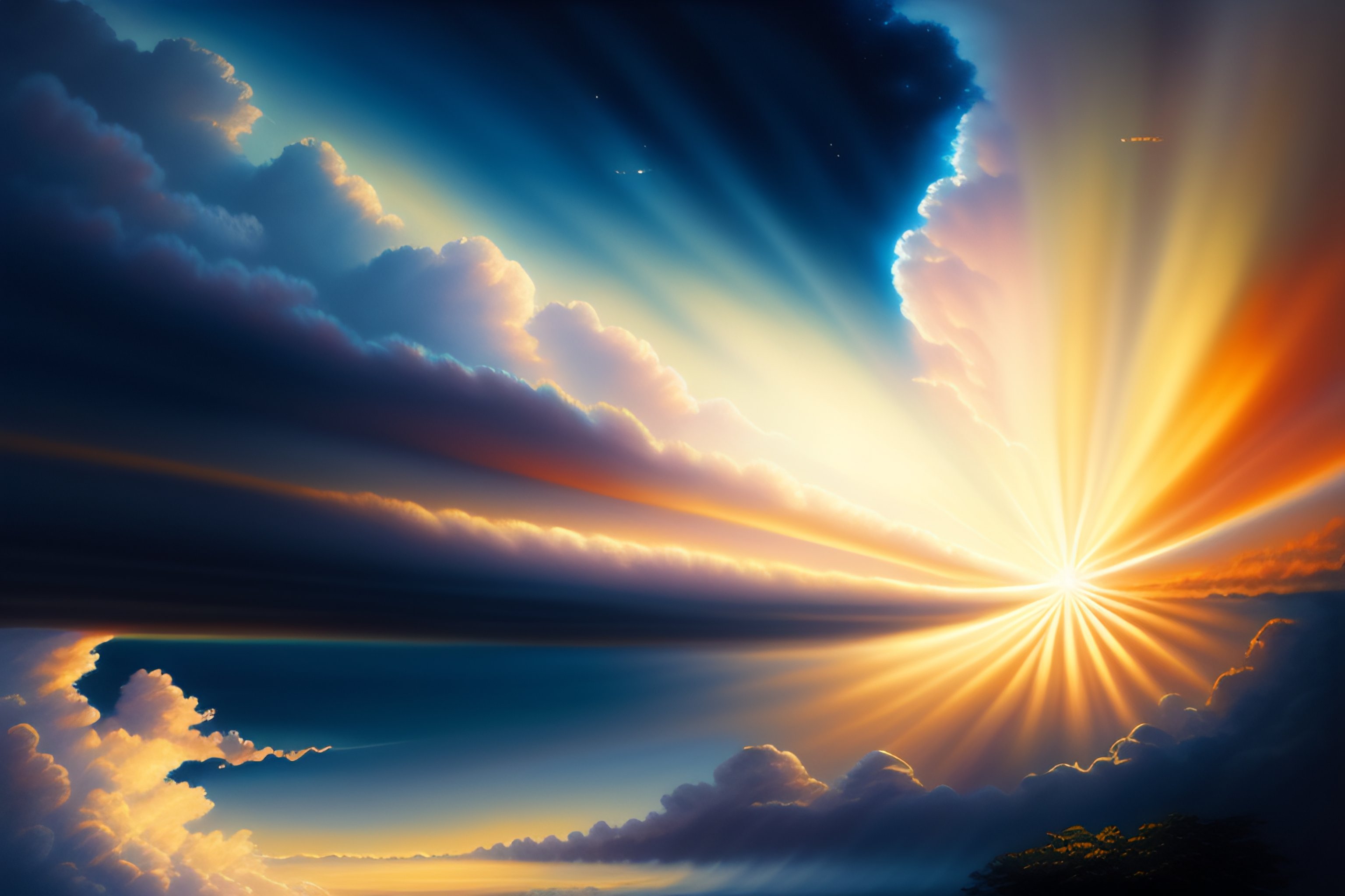 Lexica - Horizontal background, with clouds, splendor, angelic, rays of ...