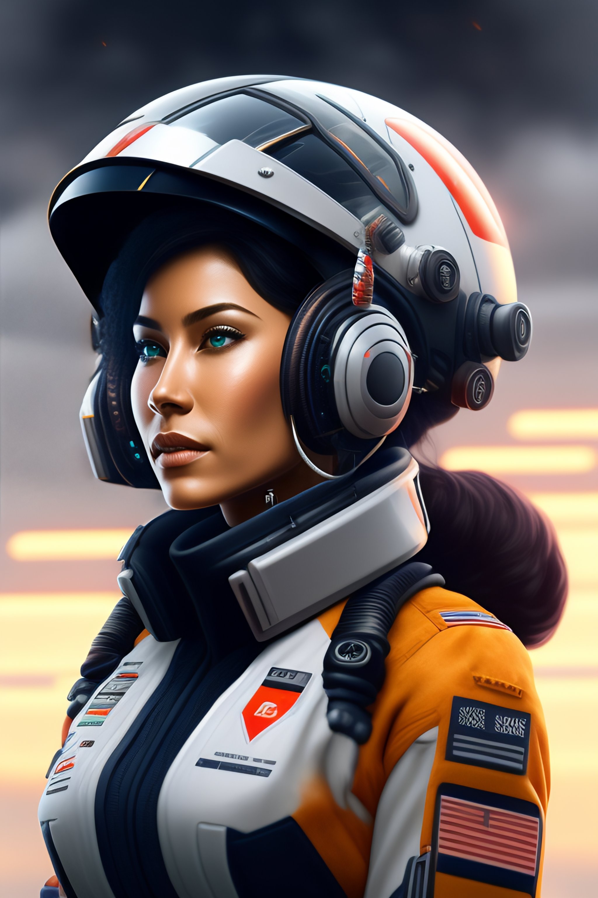 Lexica - Cyborg female pilot wired to commands, detailed minimalist ...