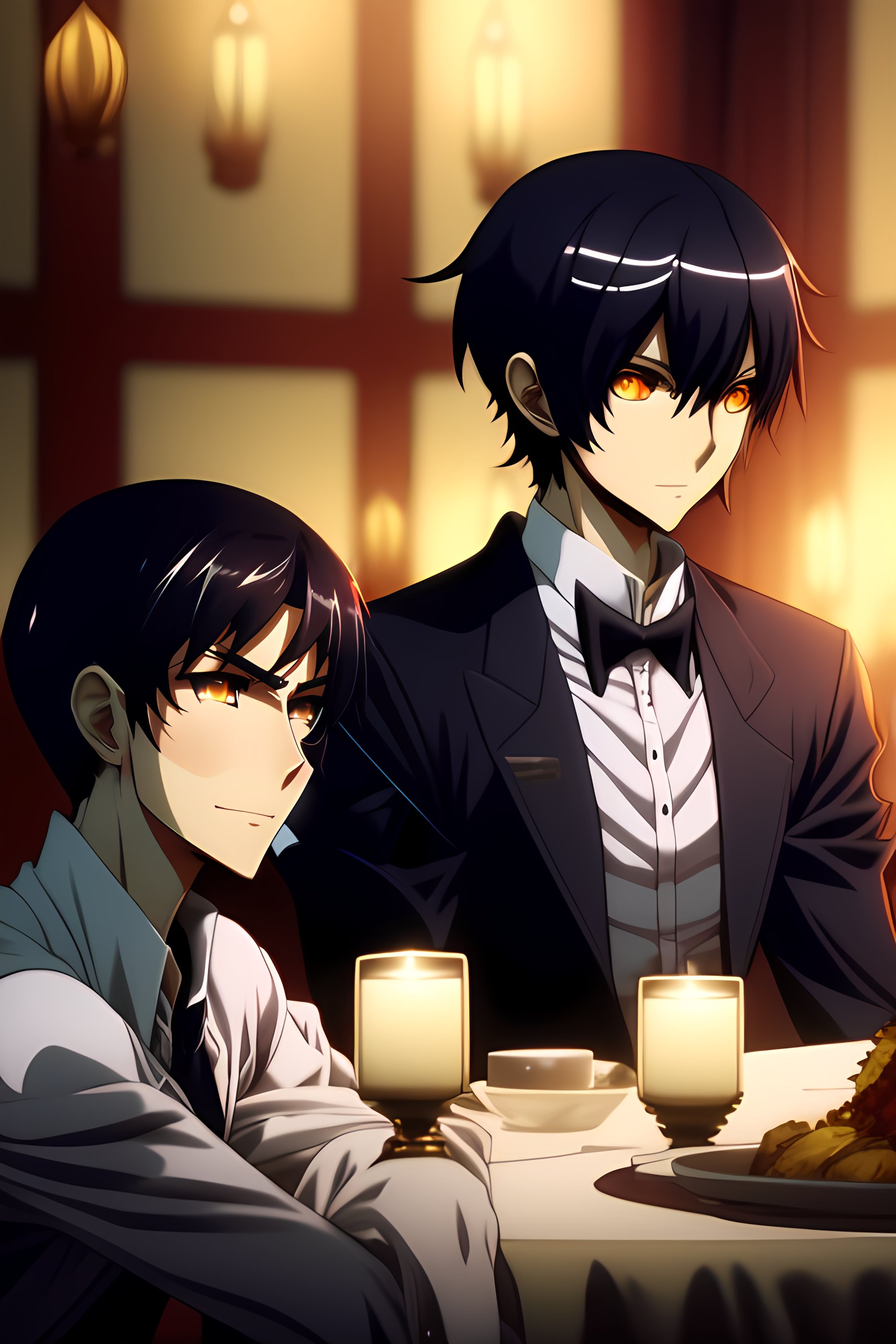 Lexica - Yagami light and lelouch and eren yeager sitting on table ...